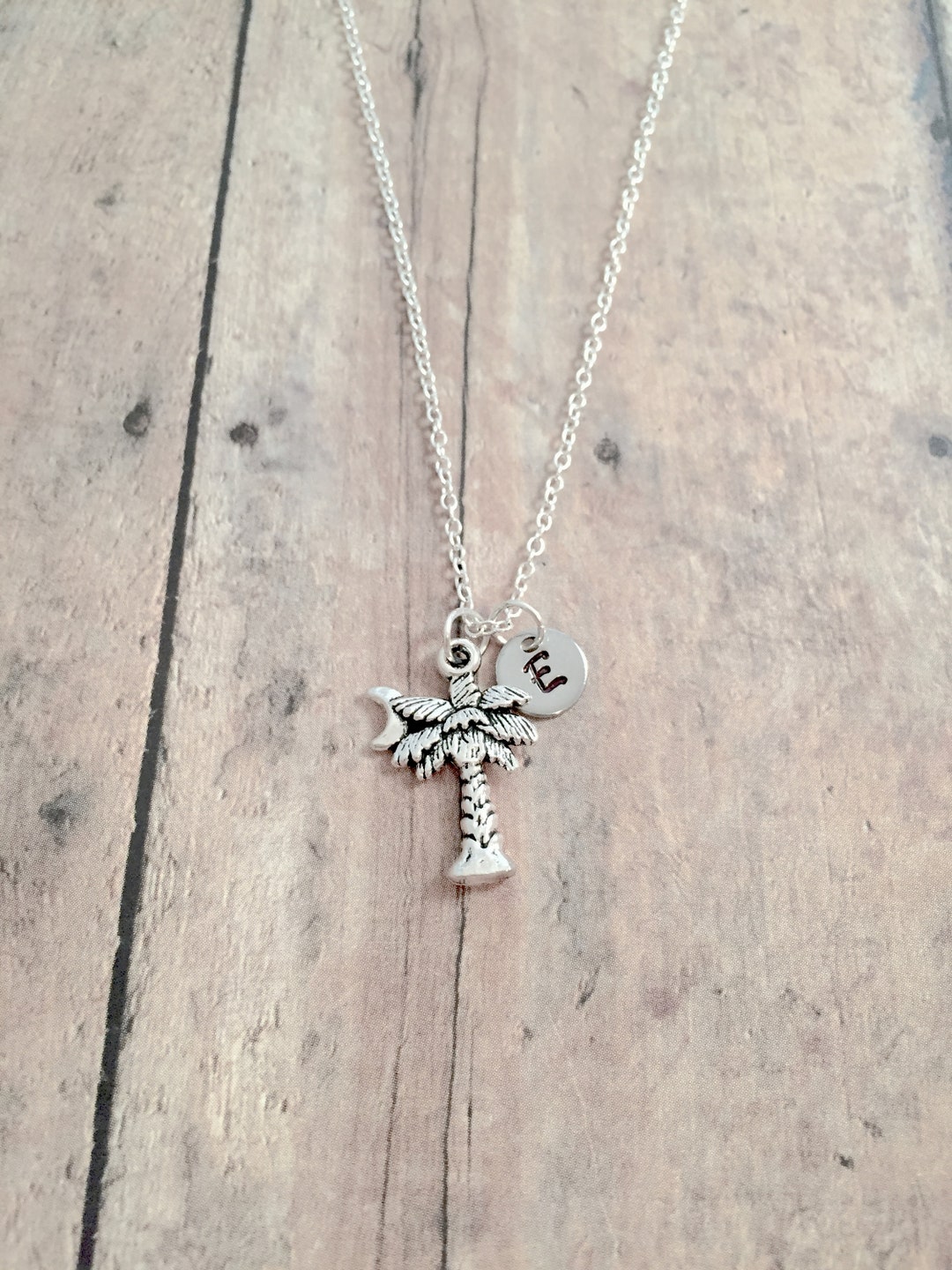 Palmetto Tree Initial Necklace - Palmetto Jewelry, Palm Tree Jewelry ...