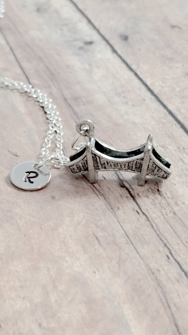Golden Gate Bridge Initial Necklace Golden Gate Bridge - Etsy