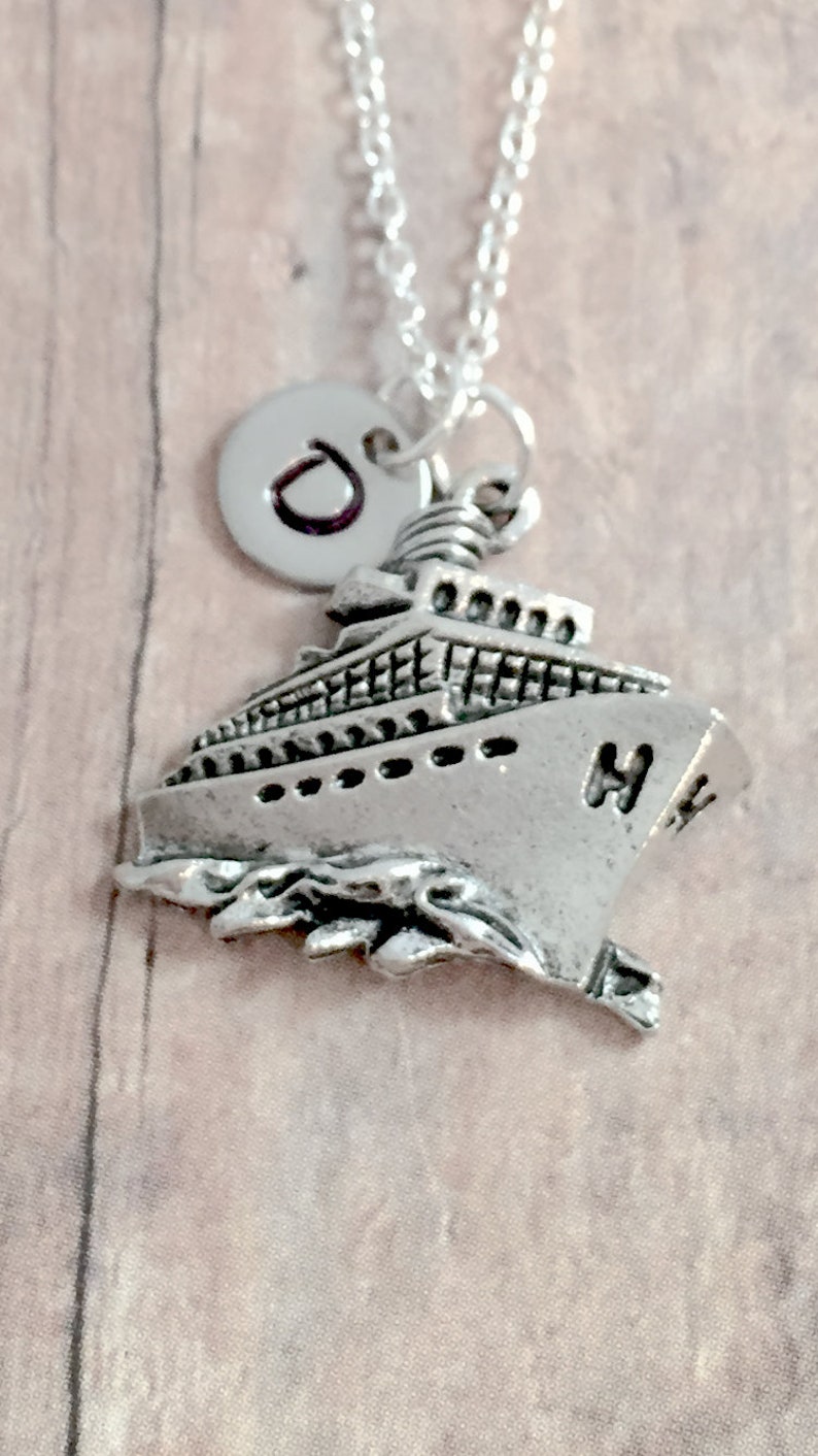 Cruise Ship Initial Necklace Cruise Ship Jewelry Vacation | Etsy