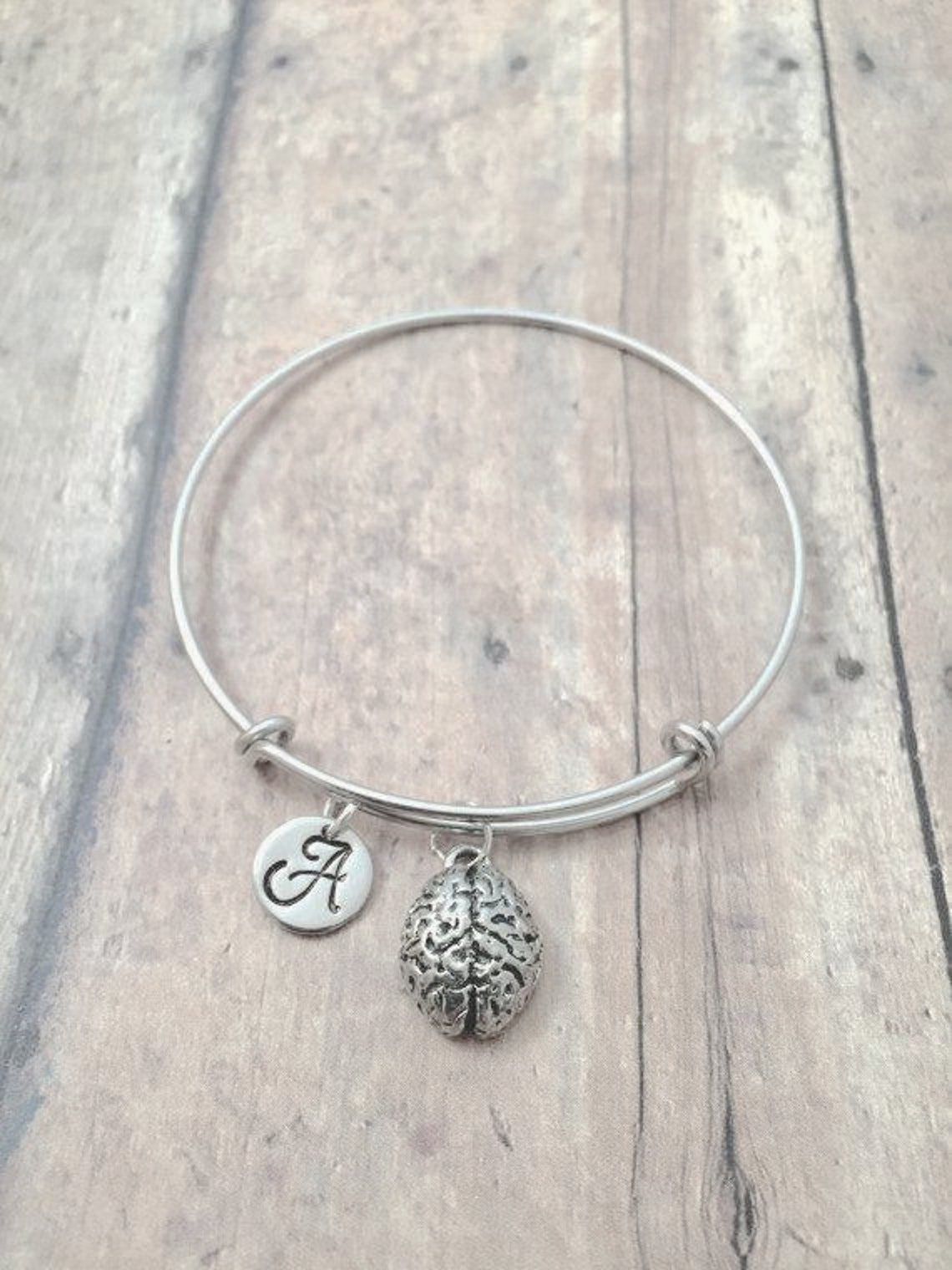 Brain Initial Bangle Brain Jewelry Anatomy Jewelry - Etsy