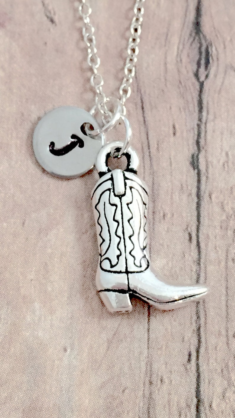 Cowboy Boot Initial Necklace Cowboy Boot Jewelry Rodeo - Etsy