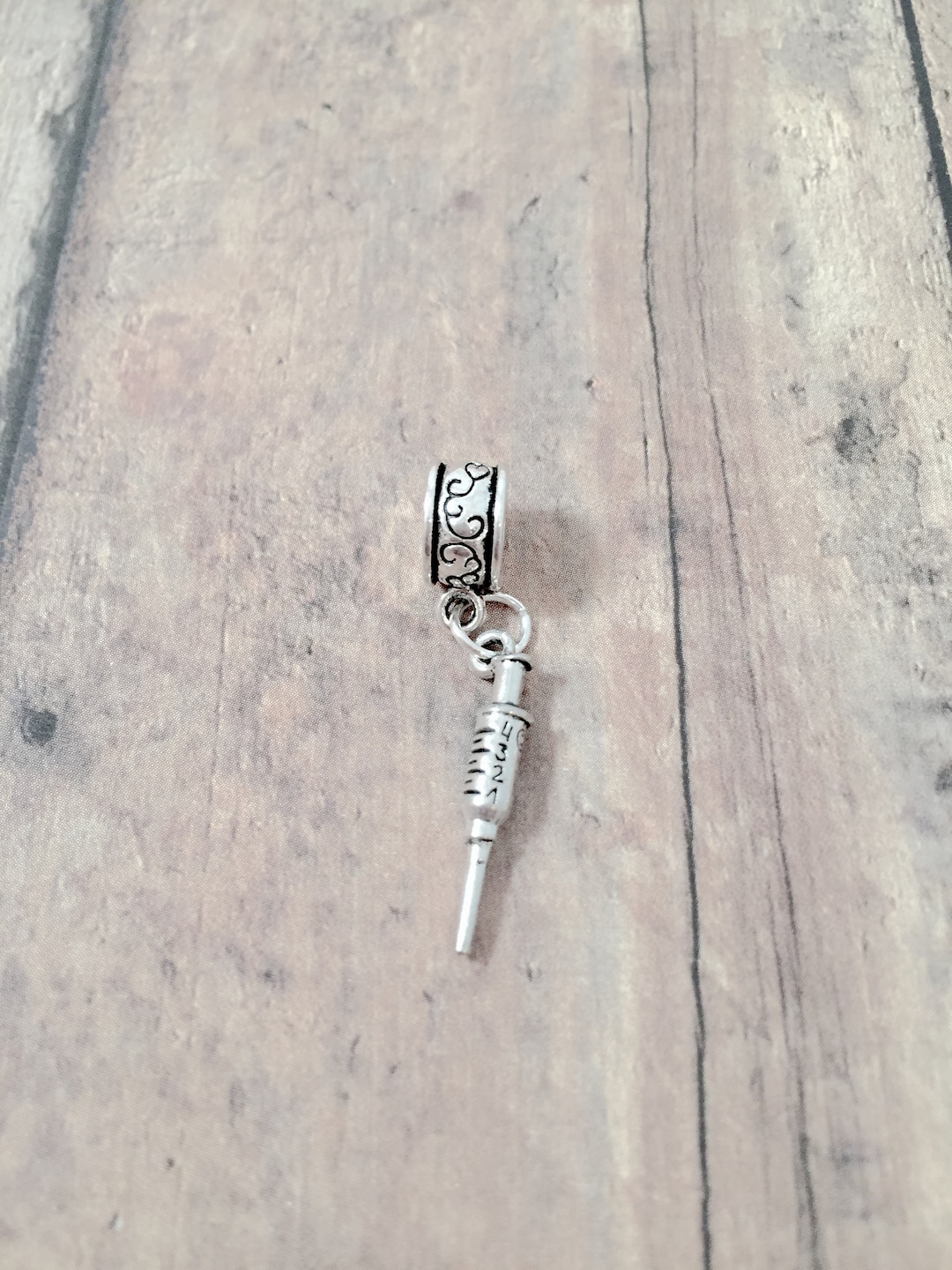 Syringe Pendant (1 Piece) - Silver Syringe Charm, Nurse Charm, Medical ...