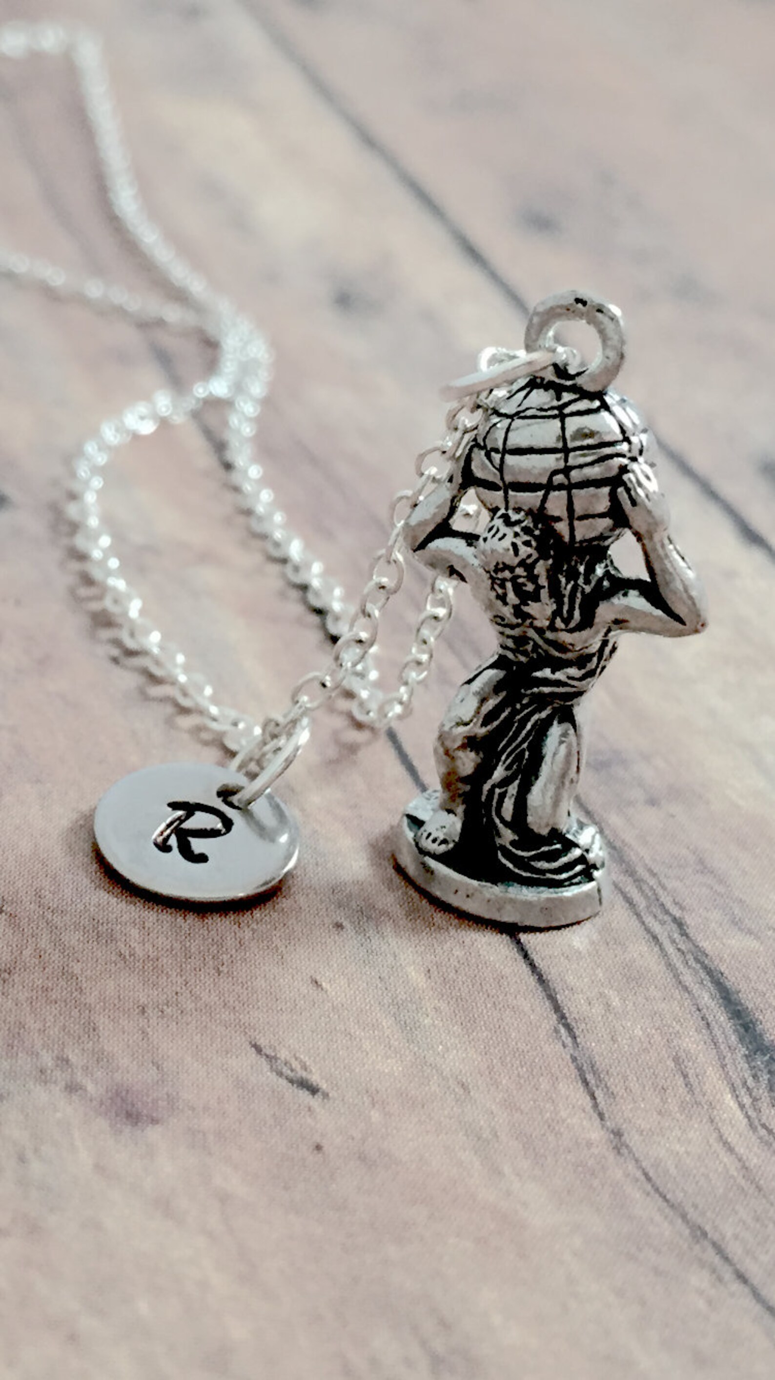 Atlas Initial Necklace Atlas Jewelry Greek Mythology - Etsy