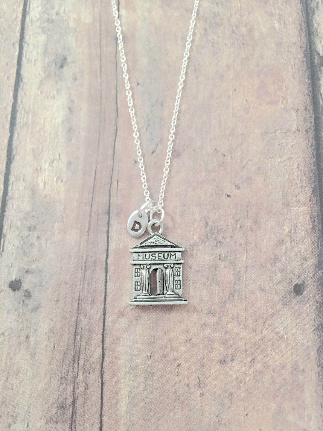Museum Initial Necklace - Museum Jewelry, Docent Jewelry, Museum Gift ...