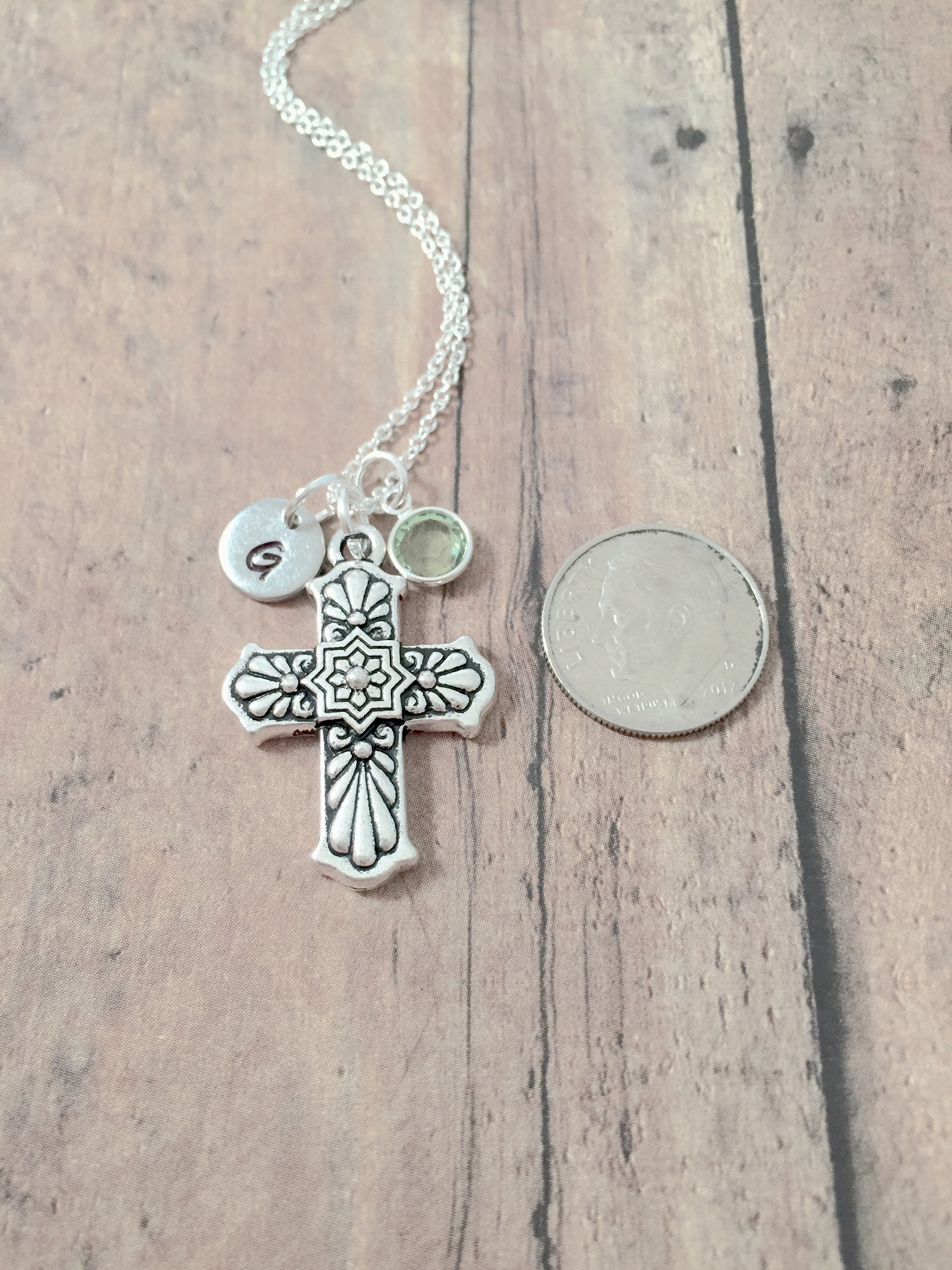 Cross Initial Necklace: Talavera Jewelry, Christian Pendant - Etsy