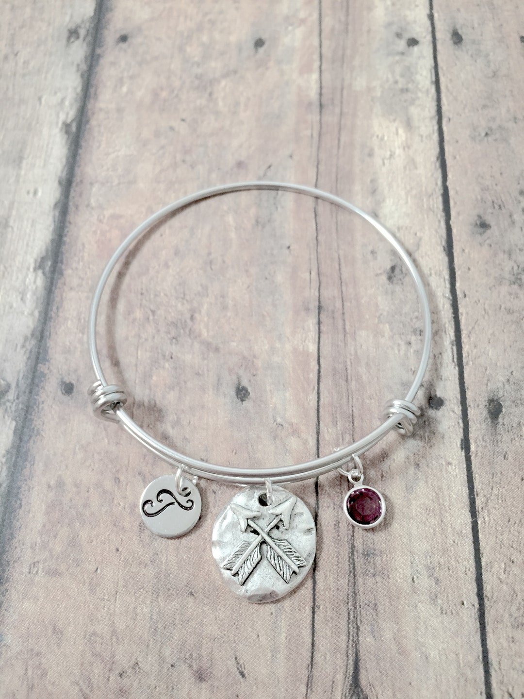 Crossed Arrows Initial Bangle - Arrow Jewelry, Bohemian Jewelry, Tribal ...