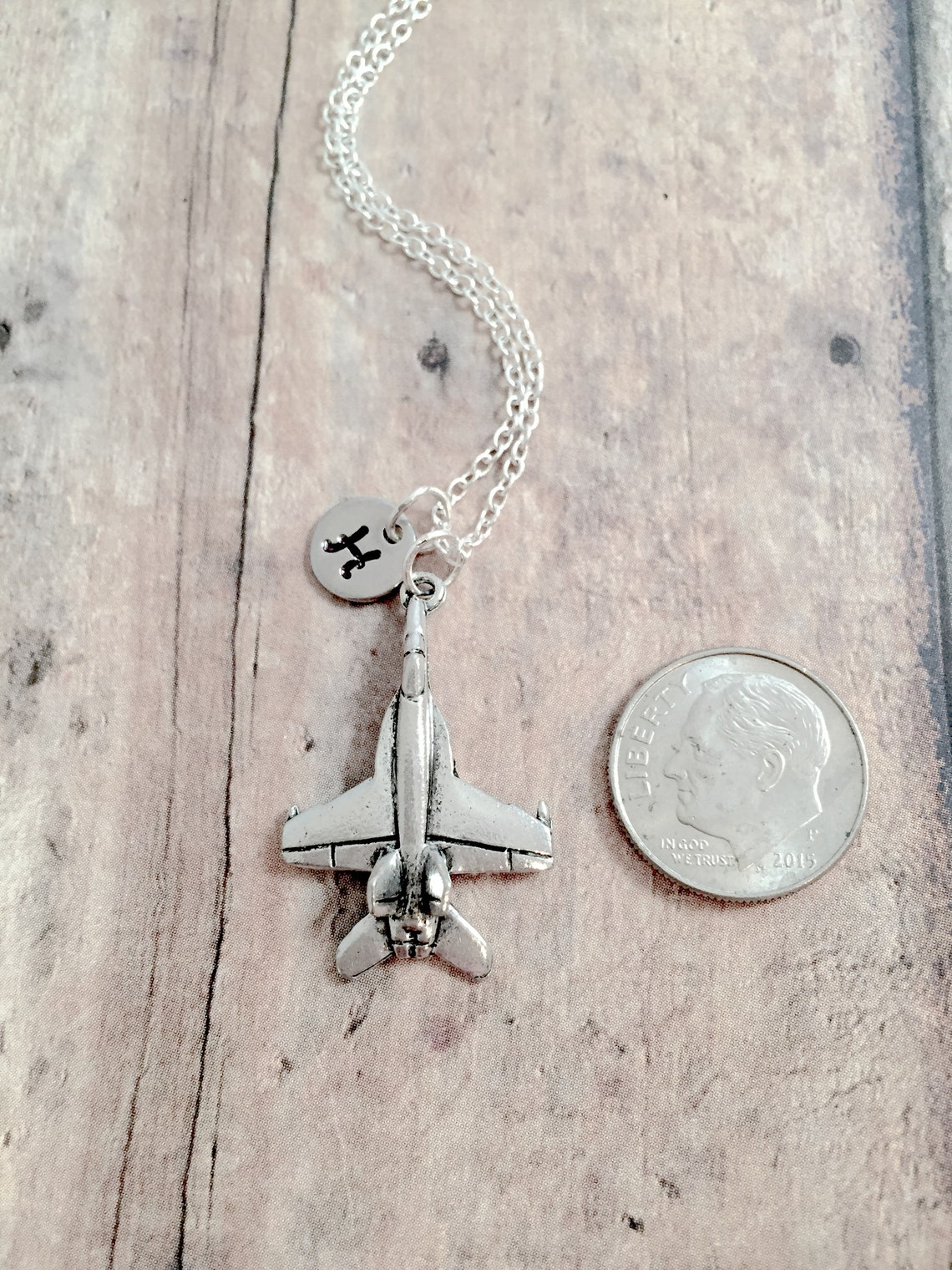 Fighter Jet Initial Necklace Fighter Jet Jewelry Military - Etsy