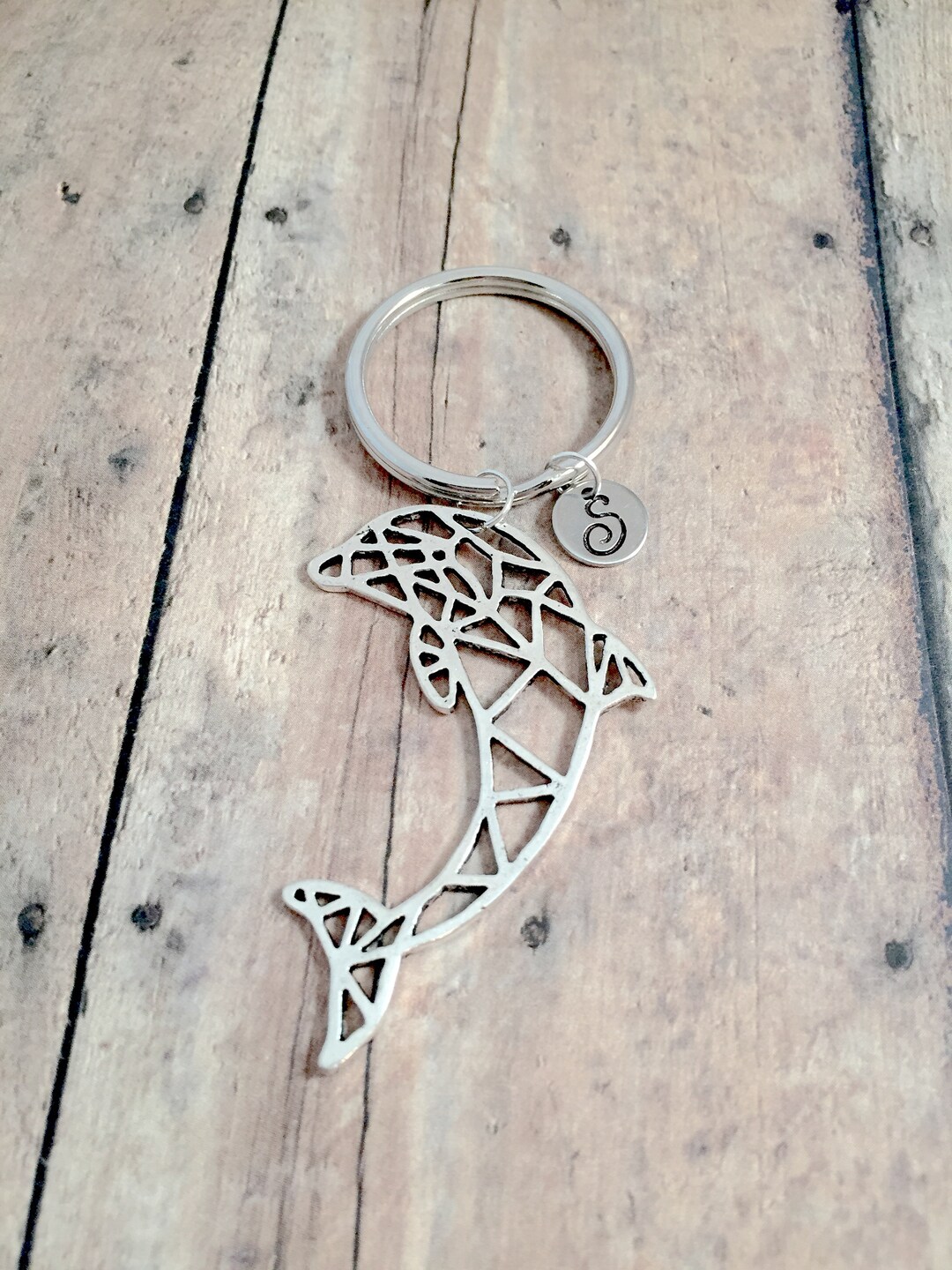 Dolphin Initial Key Ring - Dolphin Key Ring, Silver Dolphin Key Chain ...