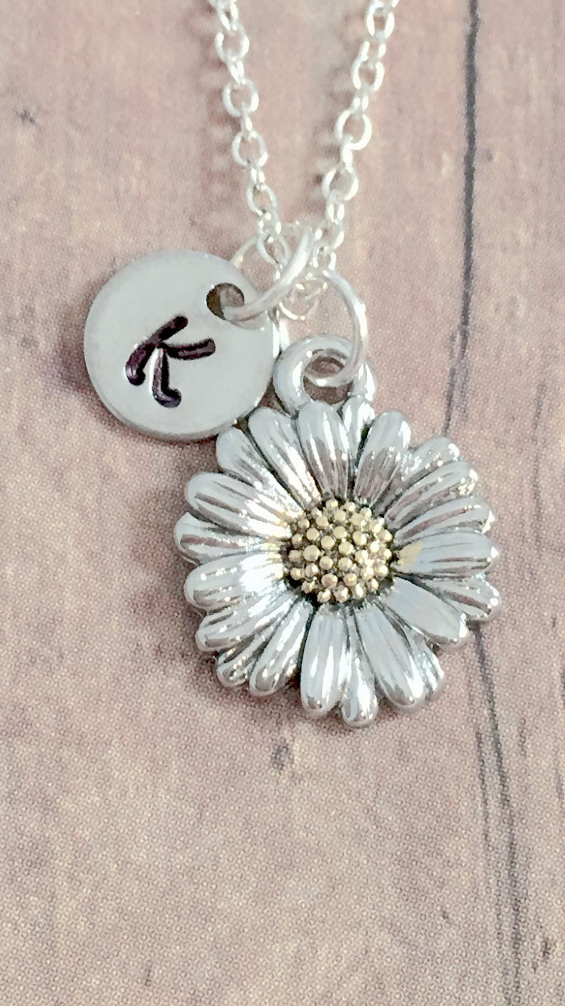 Daisy Initial Necklace Daisy Jewelry Garden Jewelry - Etsy