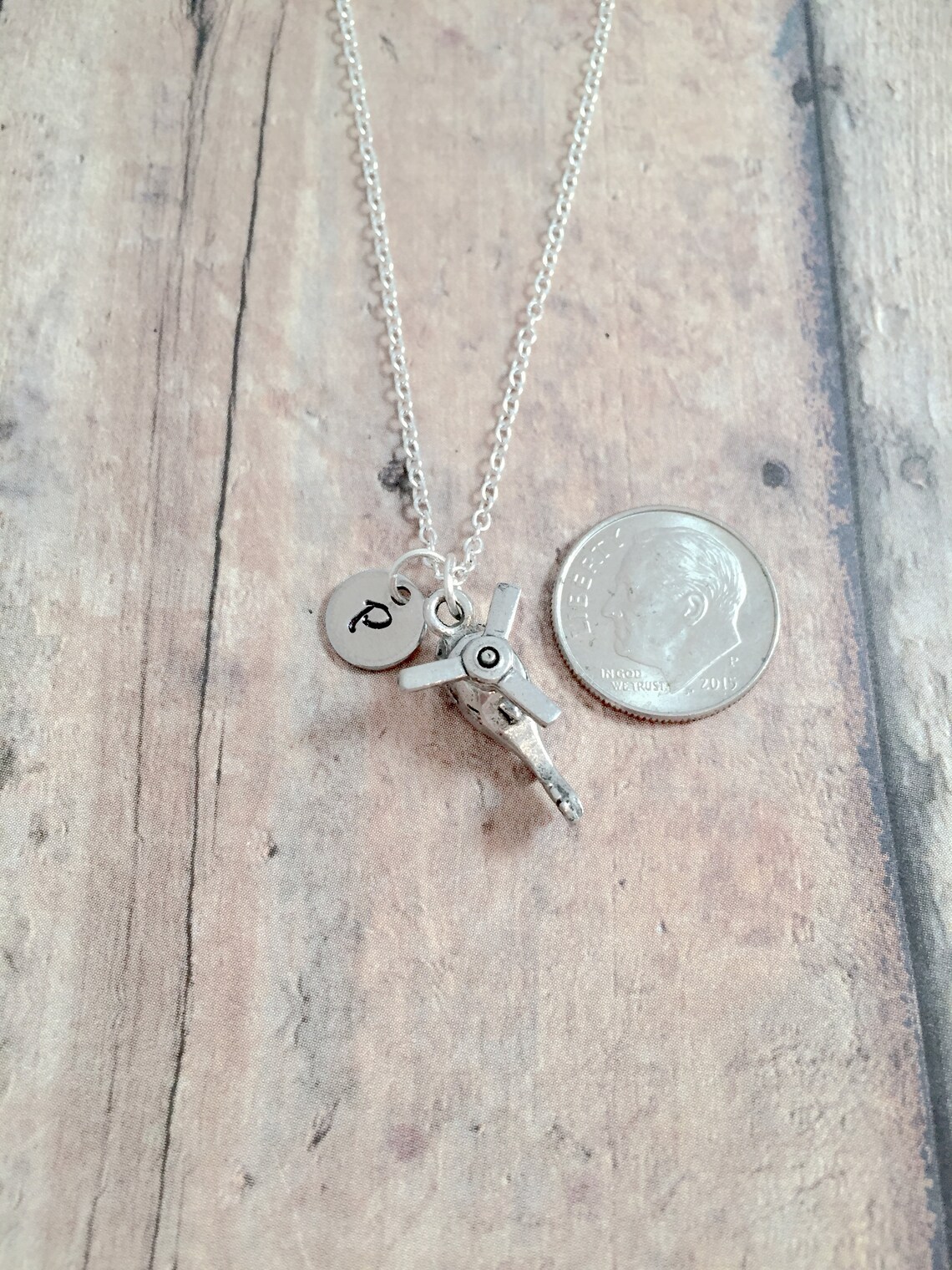 Helicopter Initial Necklace Helicopter Jewelry Military | Etsy