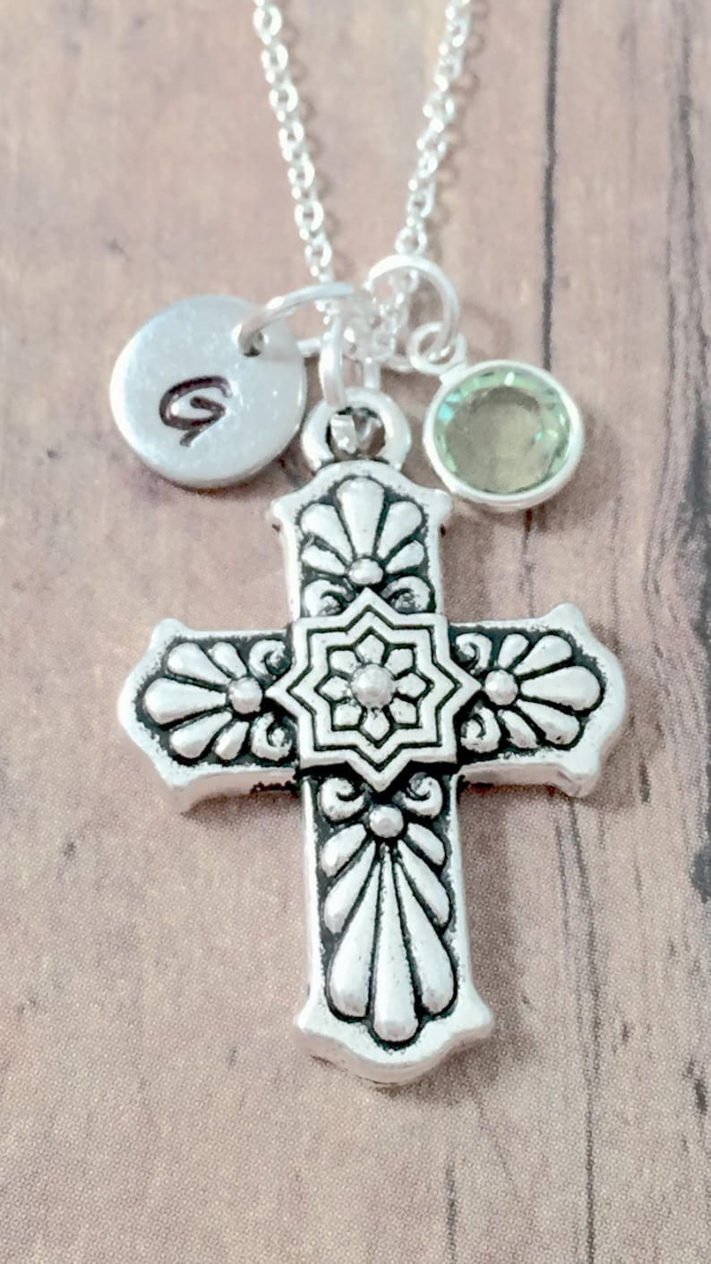Cross Initial Necklace: Talavera Jewelry, Christian Pendant - Etsy