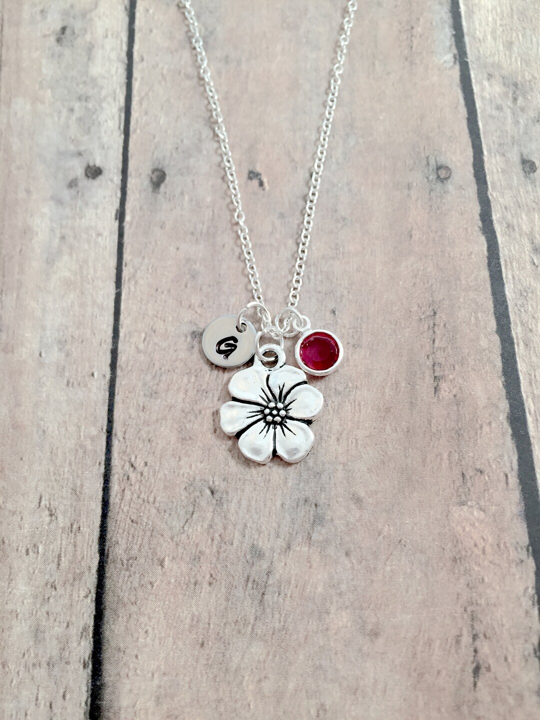 Apple Blossom Initial Necklace - Apple Blossom Jewelry, Nature Jewelry ...