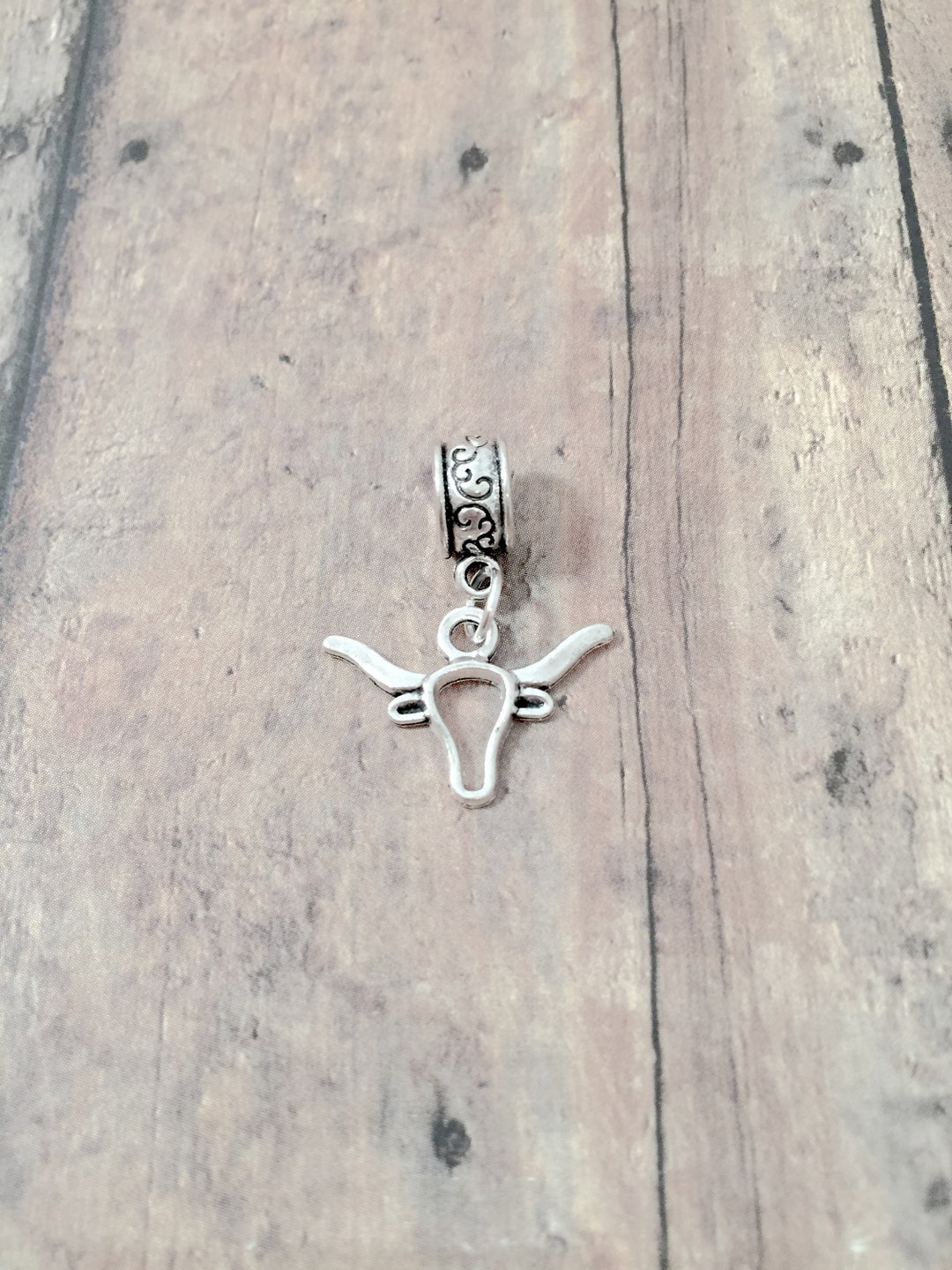 Longhorn Steer Pendant: Western Texas Jewelry, Silver Bail - Etsy