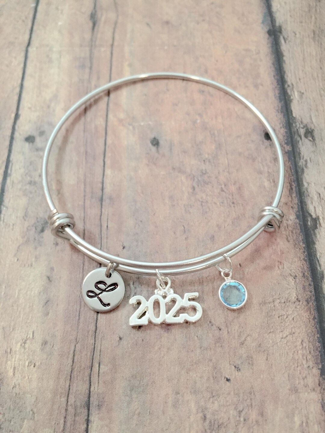 SALE 2025 Initial Bangle - Graduation Jewelry, Class of 2025 Jewelry ...