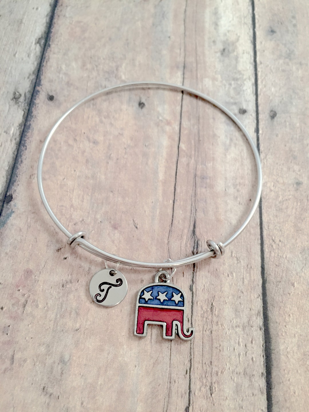 Republican Elephant Initial Bangle: Political Jewelry, Election ...