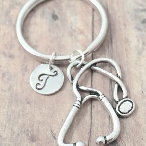 Stethoscope Initial Key Ring - Stethoscope Keychain, Medical Key Ring ...