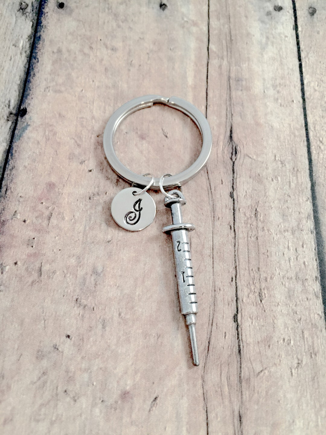 Syringe Initial Key Ring - Syringe Key Ring, Medical Key Ring, Nurse ...
