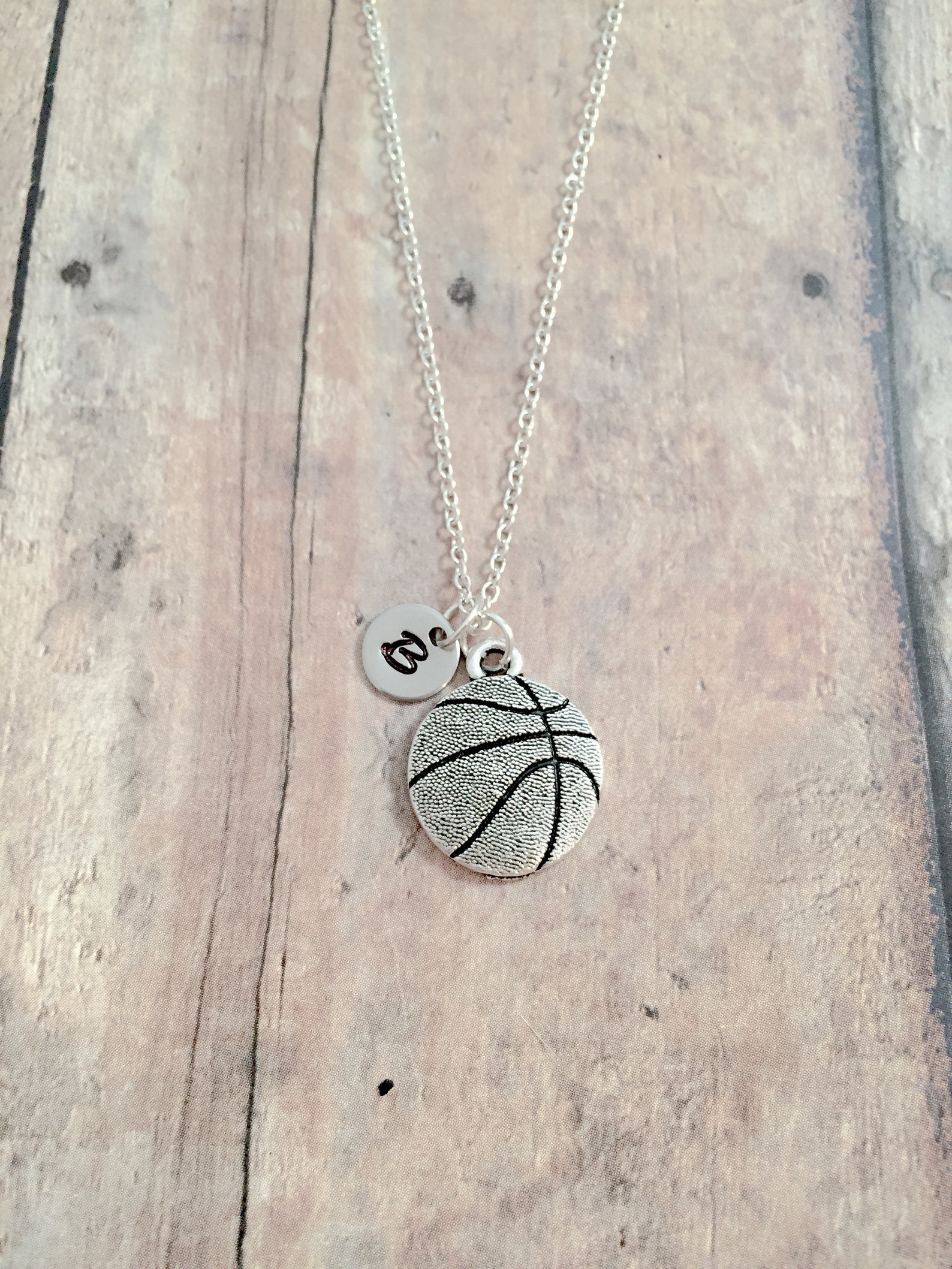 Basketball Initial Necklace Basketball Jewelry Sports - Etsy