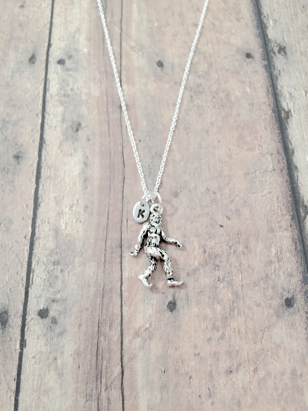 Bigfoot Initial Necklace - Bigfoot Jewelry, Sasquatch Jewelry, Oklahoma ...