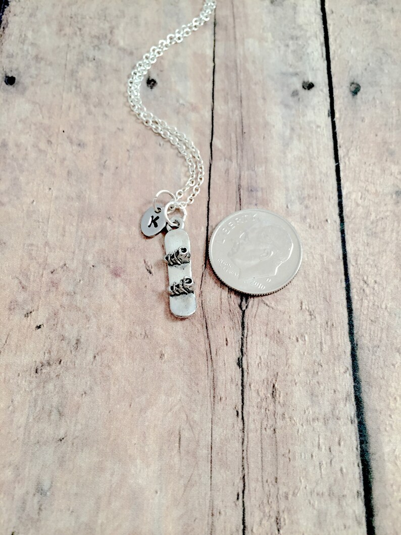 Snowboard Initial Necklace Snowboard Jewelry Winter Sports - Etsy