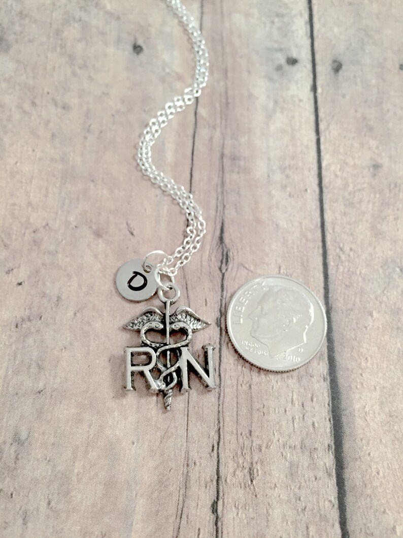 Registered Nurse initial necklace RN jewelry nurse jewelry | Etsy