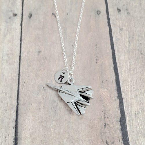 Fighter Jet Initial Necklace Fighter Jet Jewelry Military - Etsy