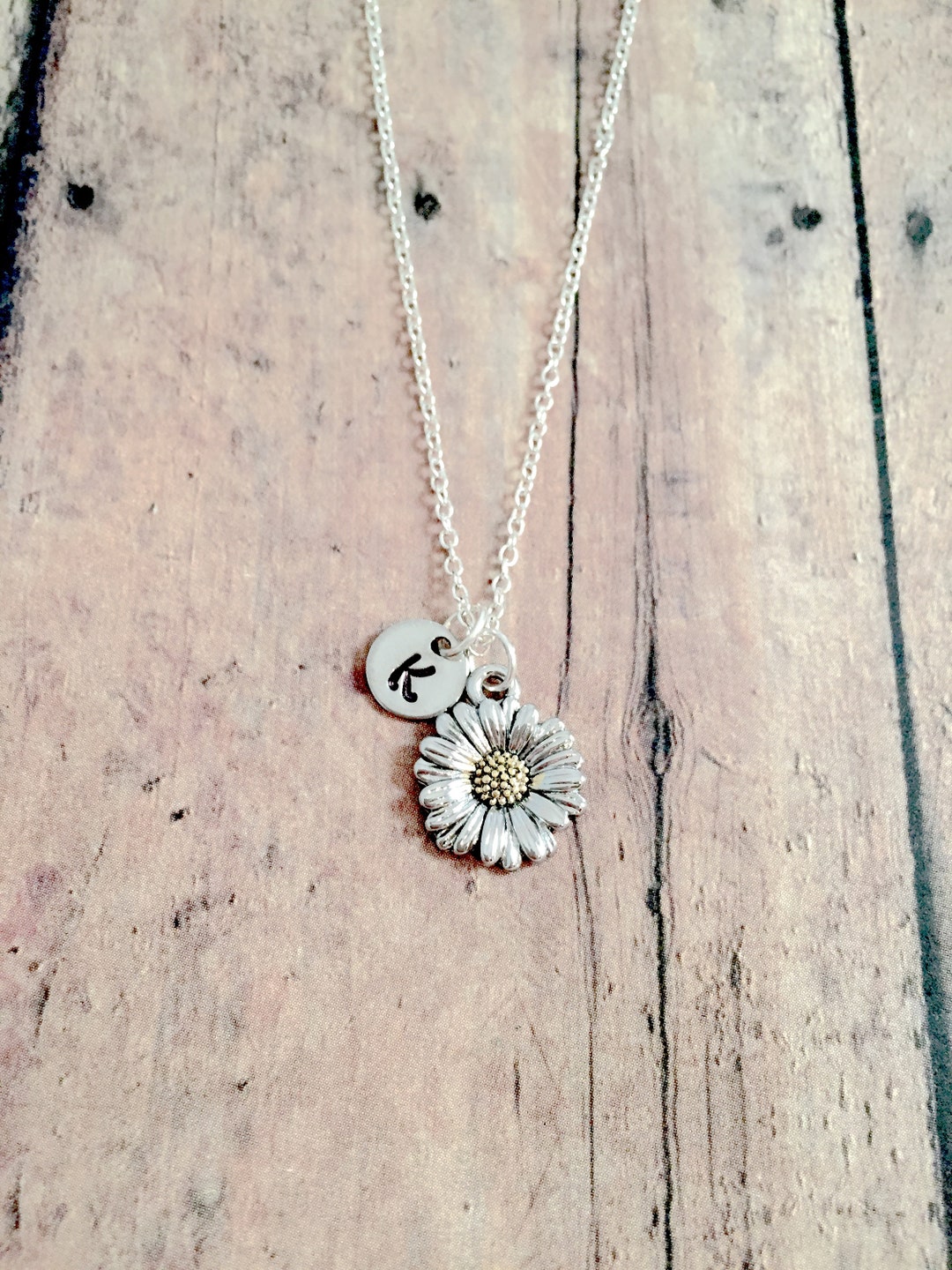 Daisy Initial Necklace - Daisy Jewelry, Garden Jewelry, Wildflower ...