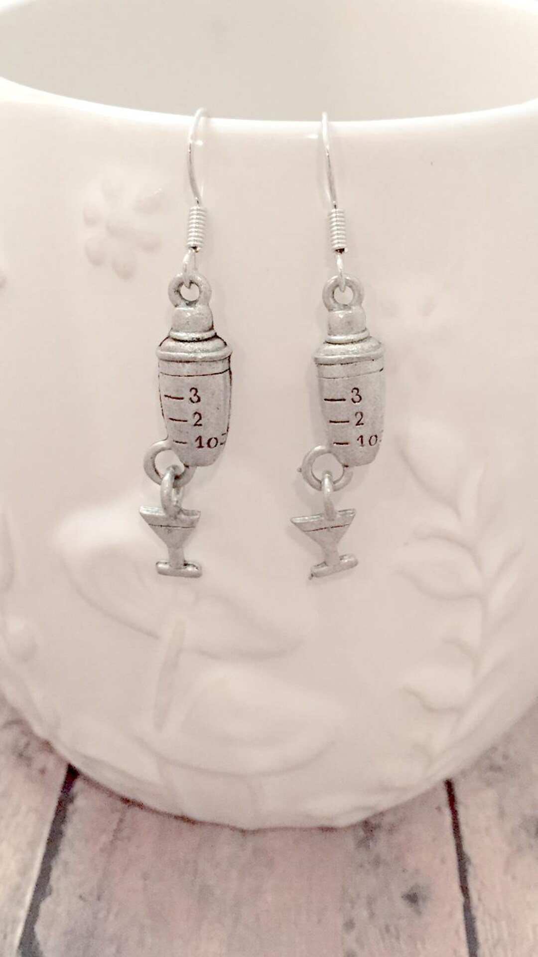 Martini Shaker Earrings: Bartender Jewelry, Cocktail Earrings - Etsy
