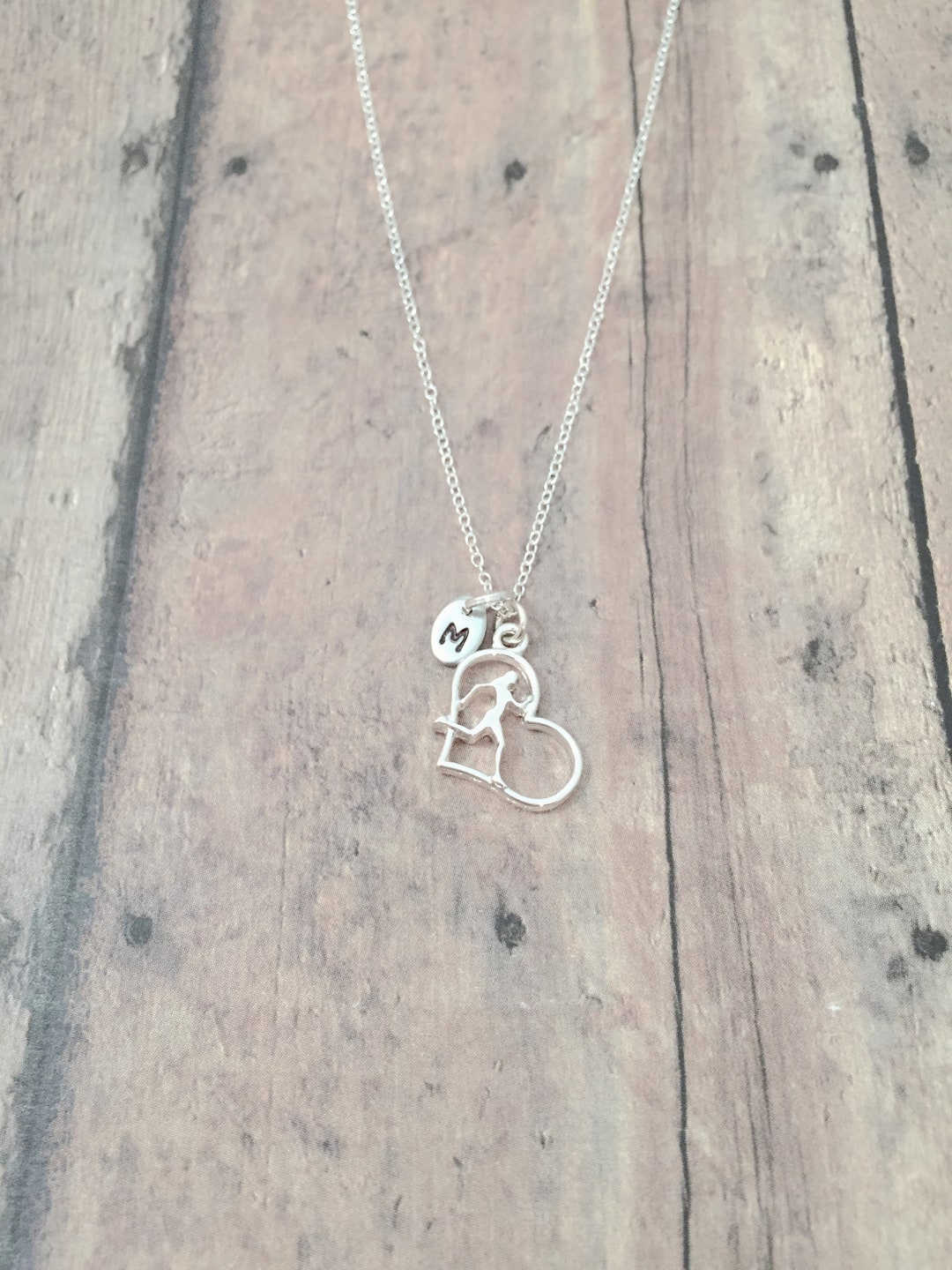 Runner Initial Necklace - Runner Jewelry, Fitness Jewelry, Marathon ...