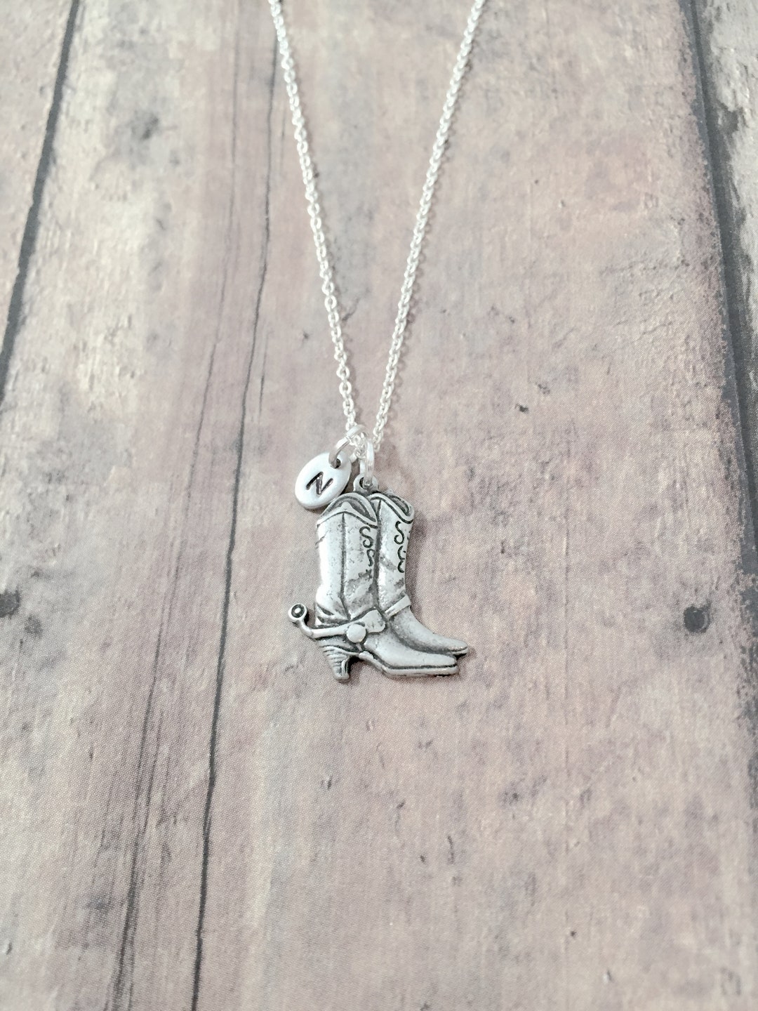 Cowboy Boot Initial Necklace: Western Jewelry, Rodeo Pendant - Etsy