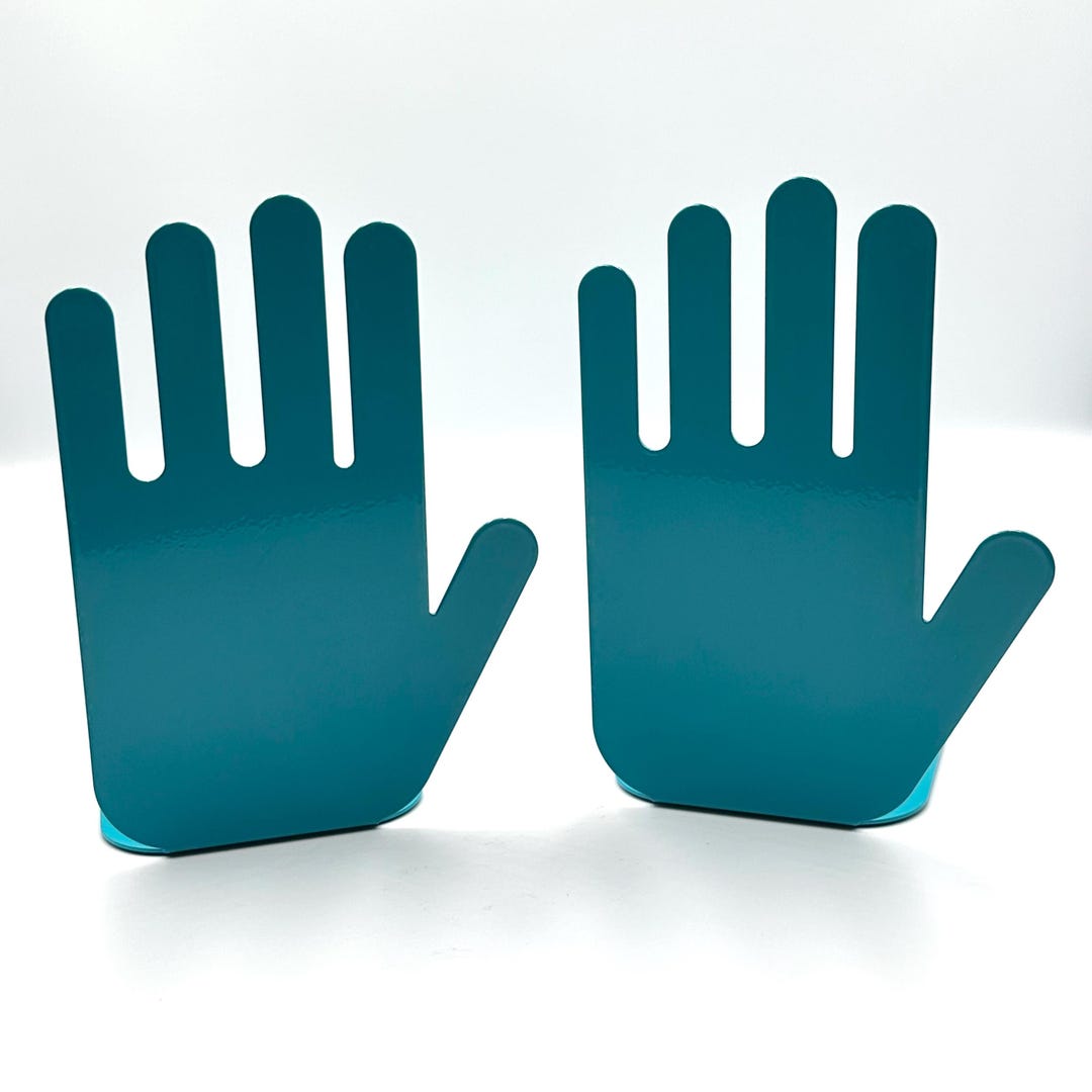 Jonathan Adler Hand Bookends – Teal Sculptural Metal Modern Retired ...