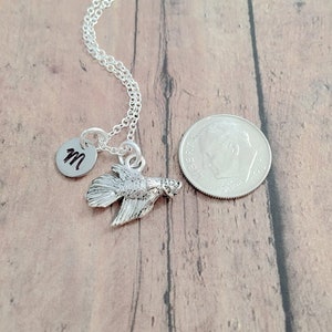 Betta Fish Initial Necklace - Betta Fish Jewelry, Fighting Fish ...