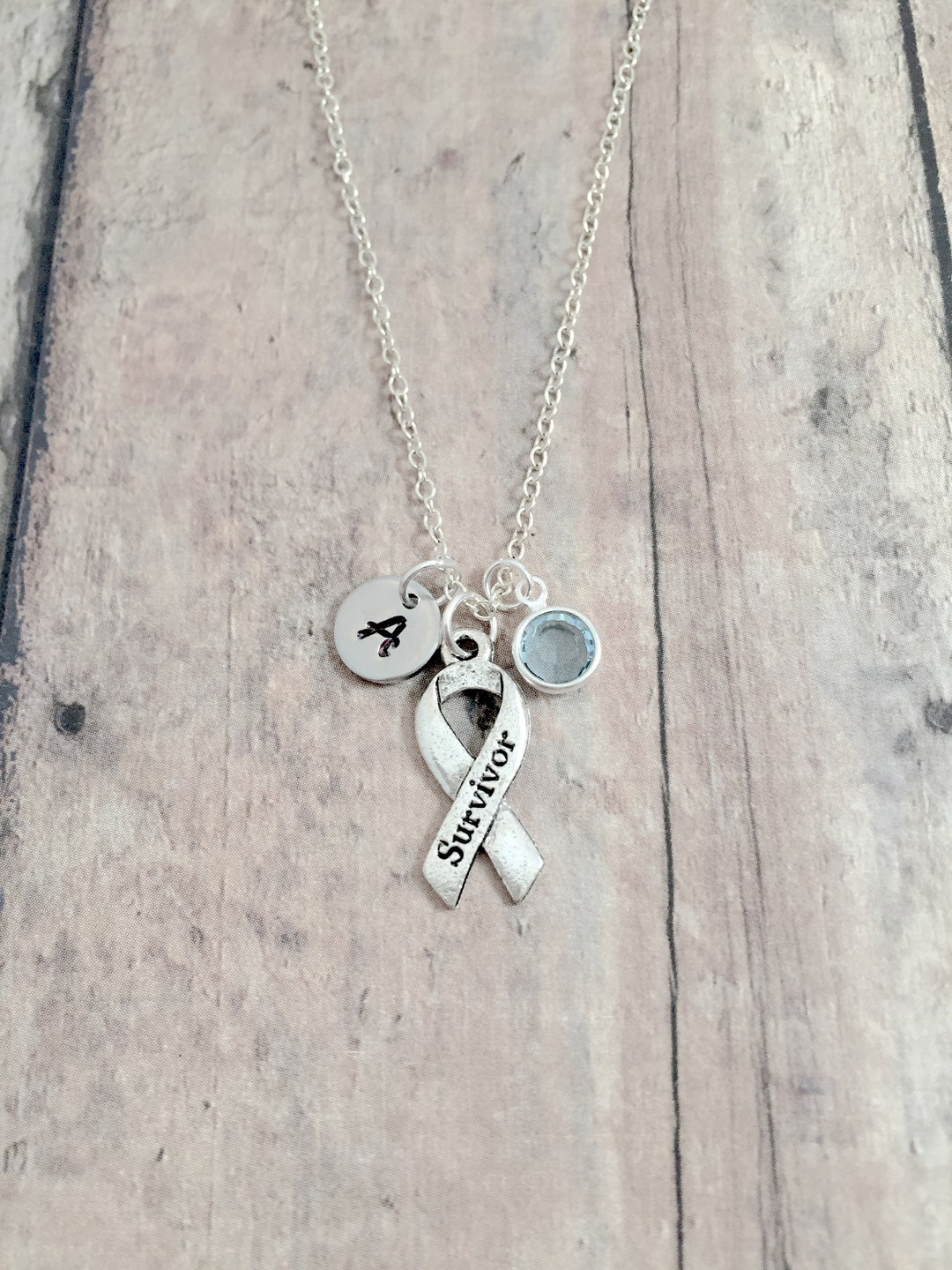 Survivor initial necklace survivor jewelry, ribbon jewelry ...