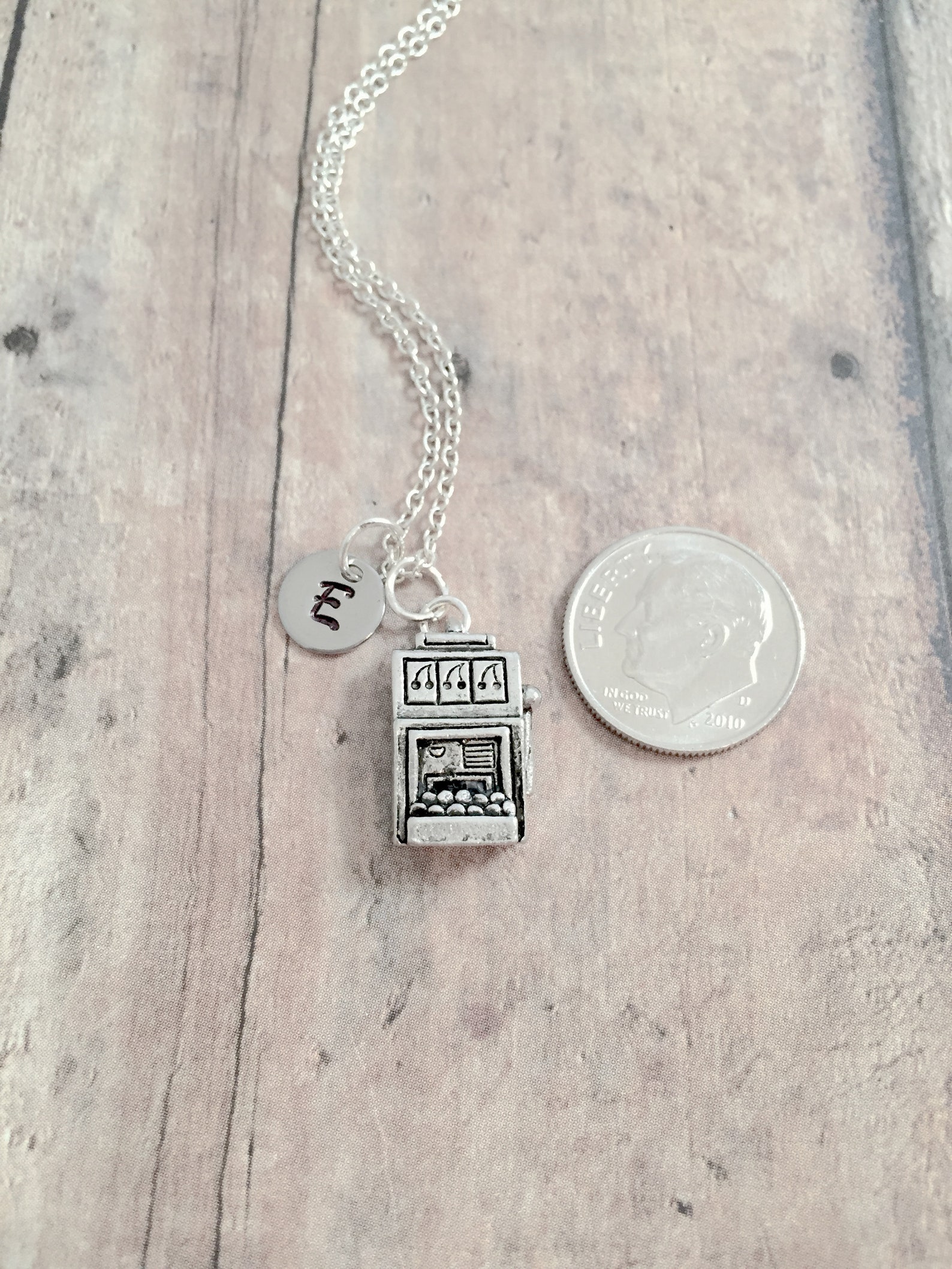 Slot Machine Initial Necklace Slot Machine Jewelry Casino - Etsy