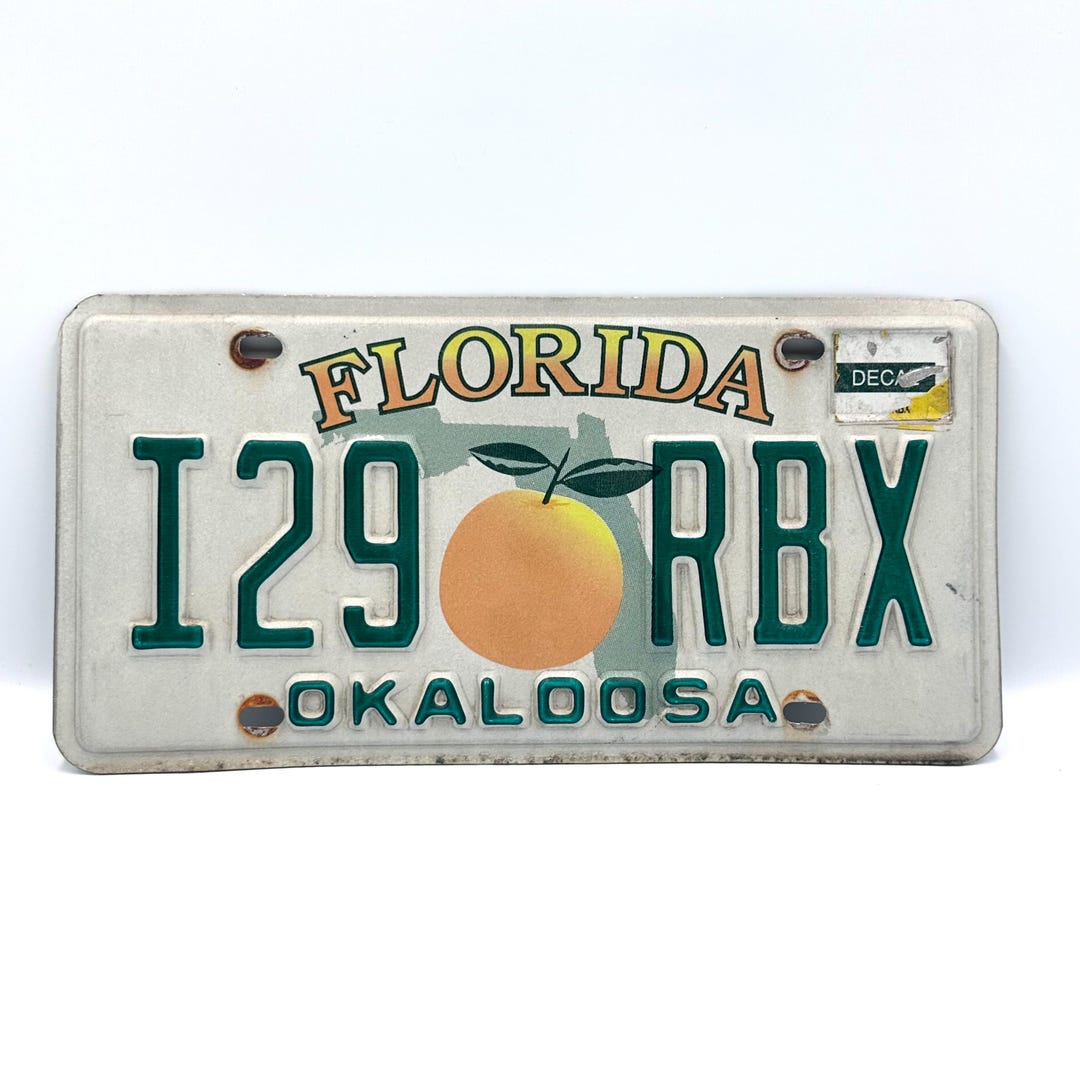 Vintage 1990s Florida License Plate Orange Graphic Okaloosa County ...