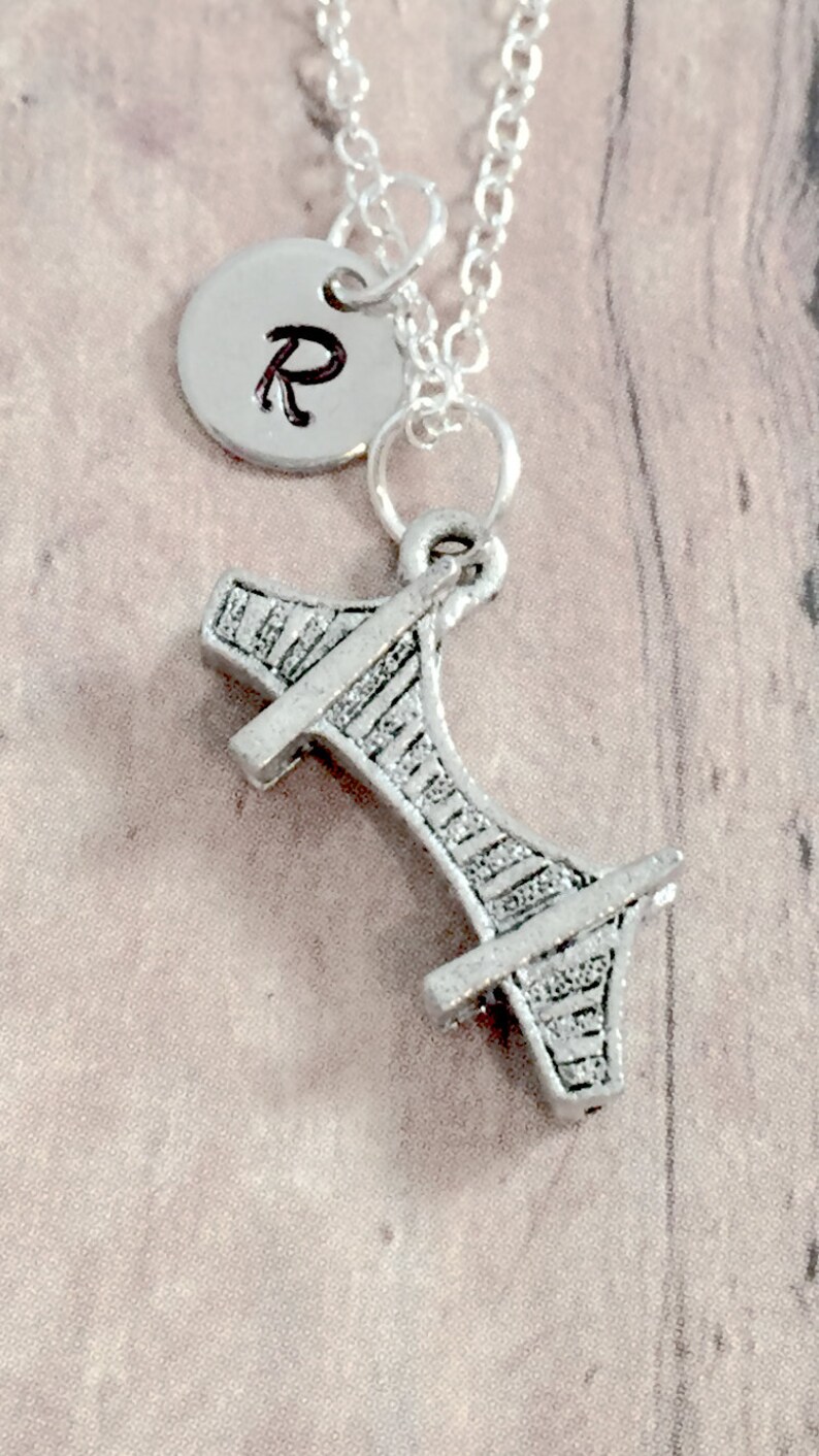 Golden Gate Bridge Initial Necklace Golden Gate Bridge | Etsy