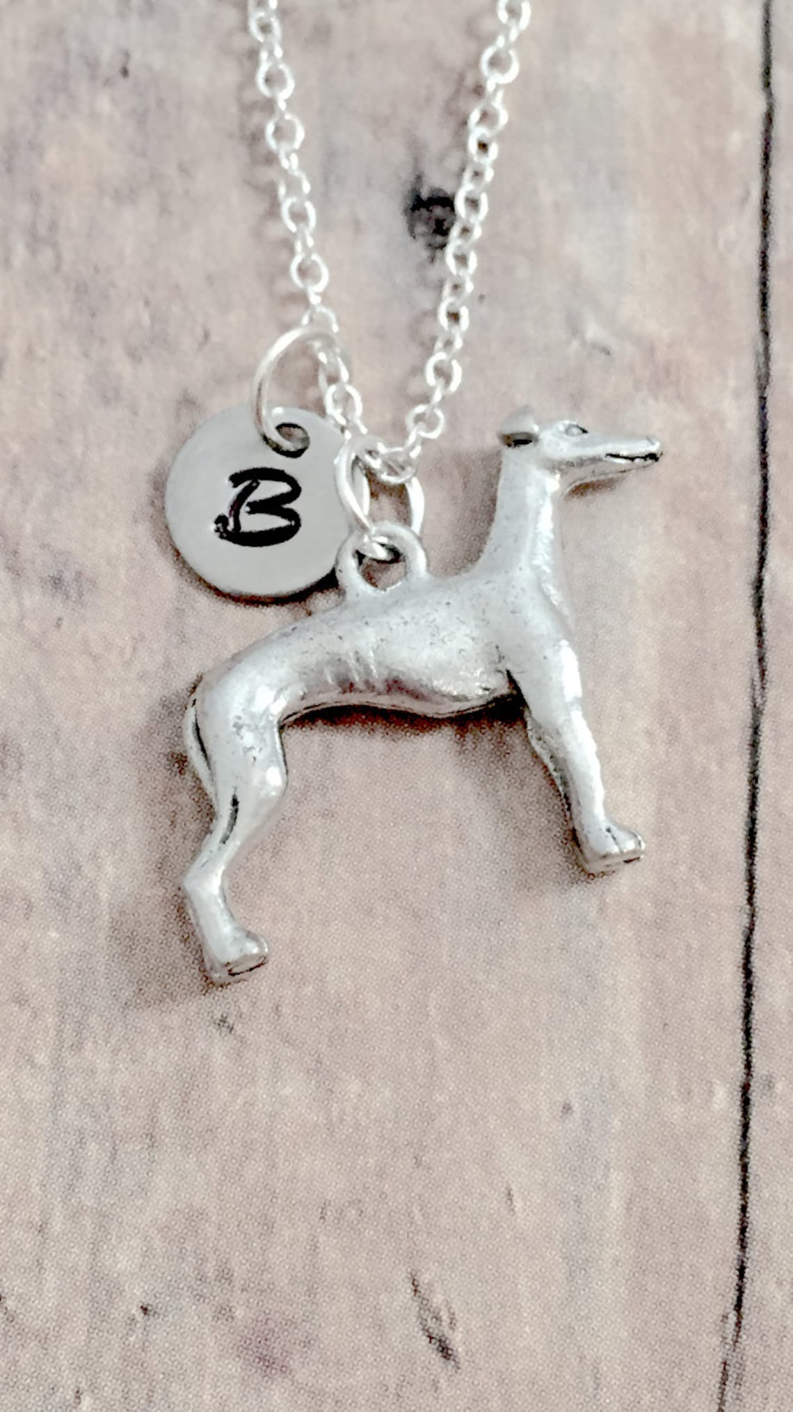 Greyhound Initial Necklace Greyhound Jewelry Dog Breed - Etsy