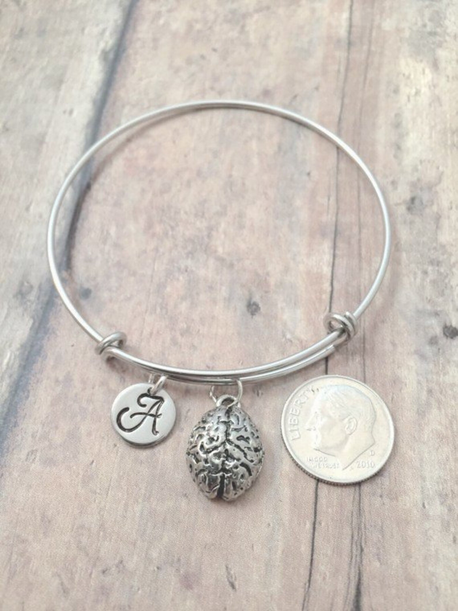 Brain Initial Bangle Brain Jewelry Anatomy Jewelry | Etsy