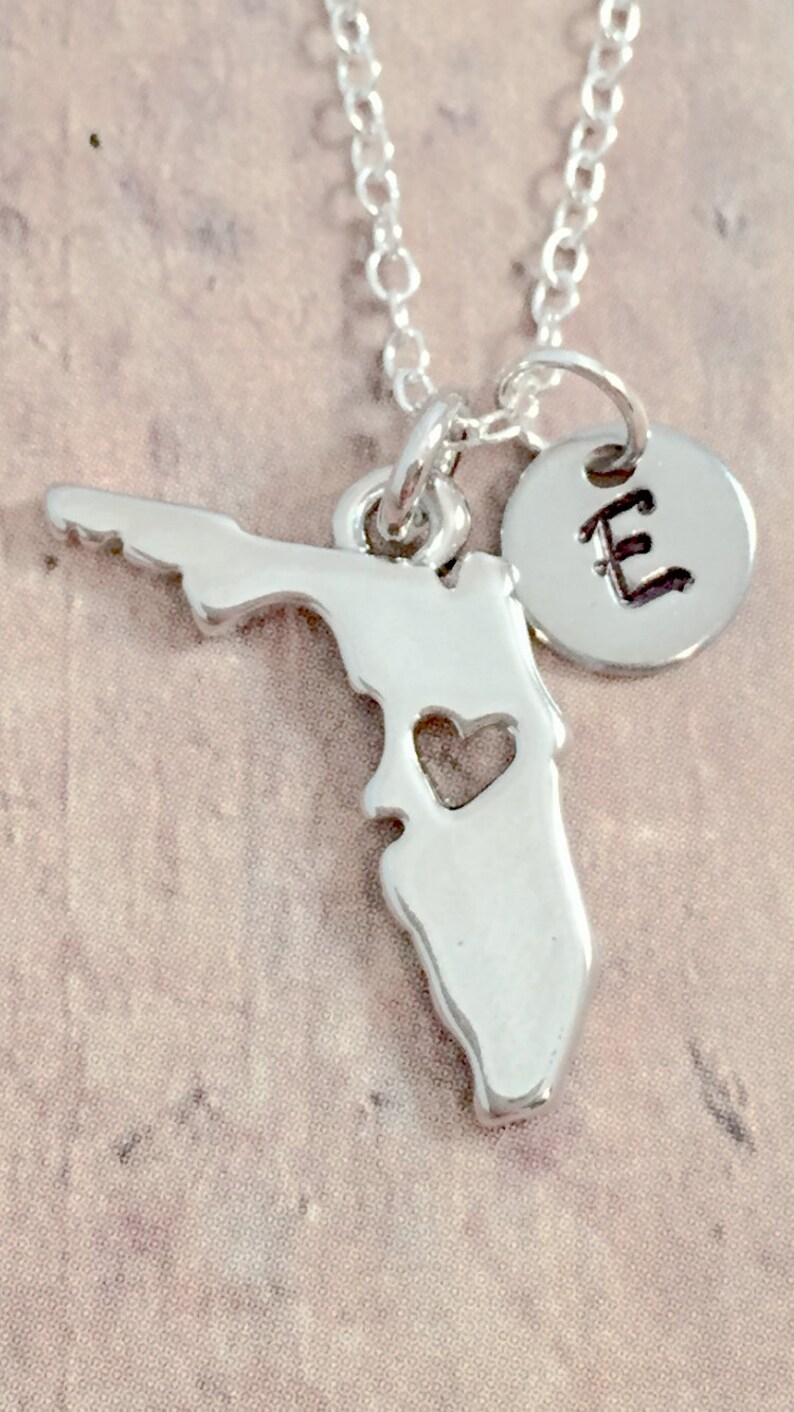 Florida initial necklace Florida jewelry state jewelry US | Etsy