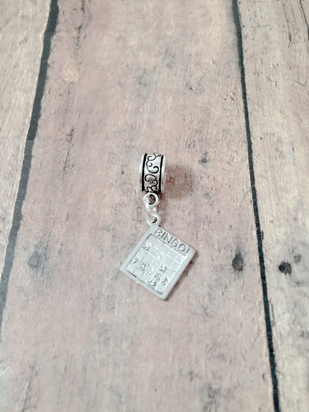 Bingo Card Pendant (1 Piece) - Silver Bingo Card Charm, Game Charm ...