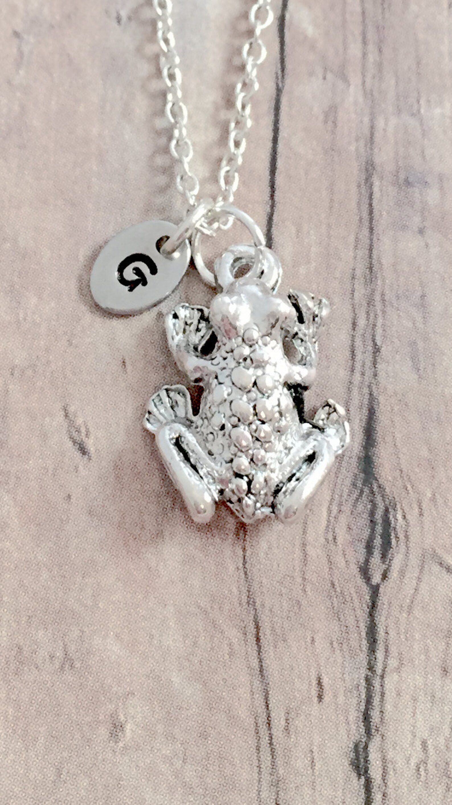 Frog initial necklace frog jewelry nature jewelry toad | Etsy