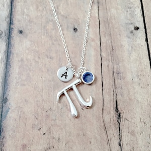 Pi Symbol Initial Necklace - Pi Symbol Jewelry, Math Jewelry, Pi Day ...