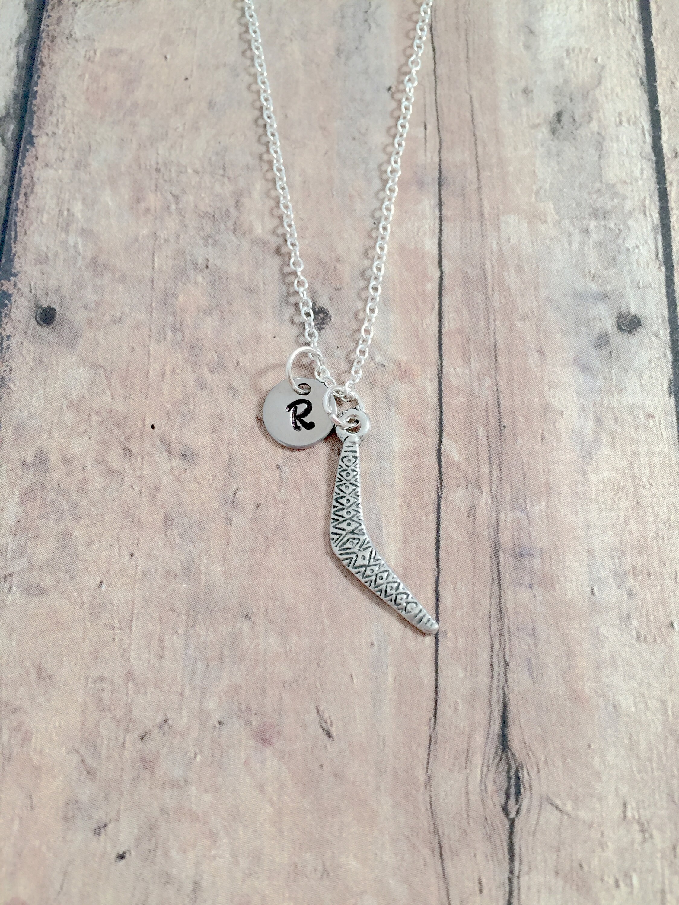 Boomerang Initial Necklace: Australia Jewelry, Aussie Gift - Etsy