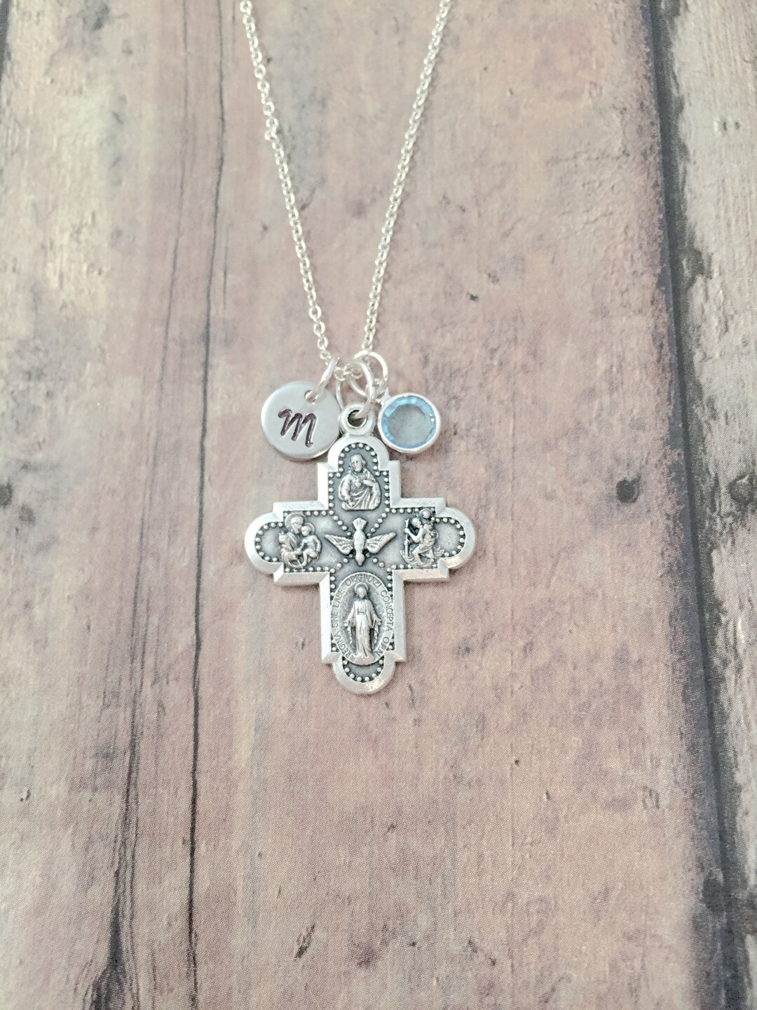 Five Way Cross Initial Necklace - Cross Jewelry, Religious Jewelry ...
