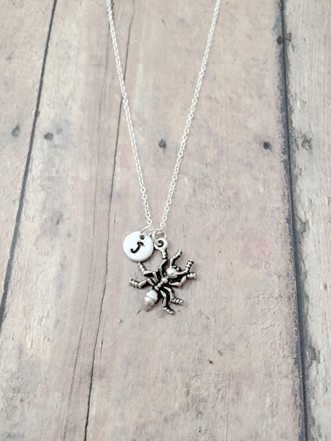 Ant Initial Necklace - Ant Jewelry, Insect Jewelry, Bug Jewelry, Ant ...