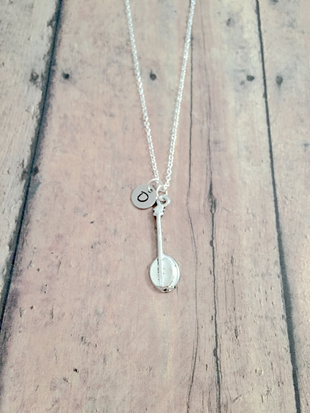 Banjo Initial Necklace - Banjo Jewelry, Folk Music Jewelry, Music ...