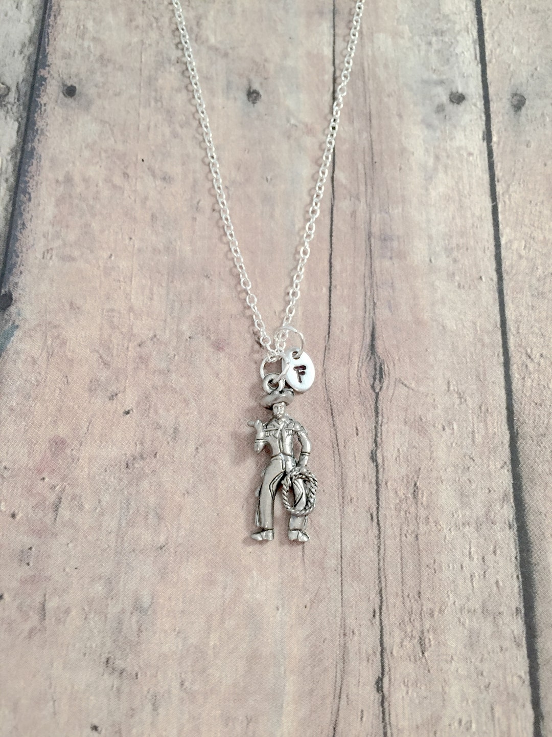 Cowboy Initial Necklace - Cowboy Jewelry, Rodeo Jewelry, Western ...