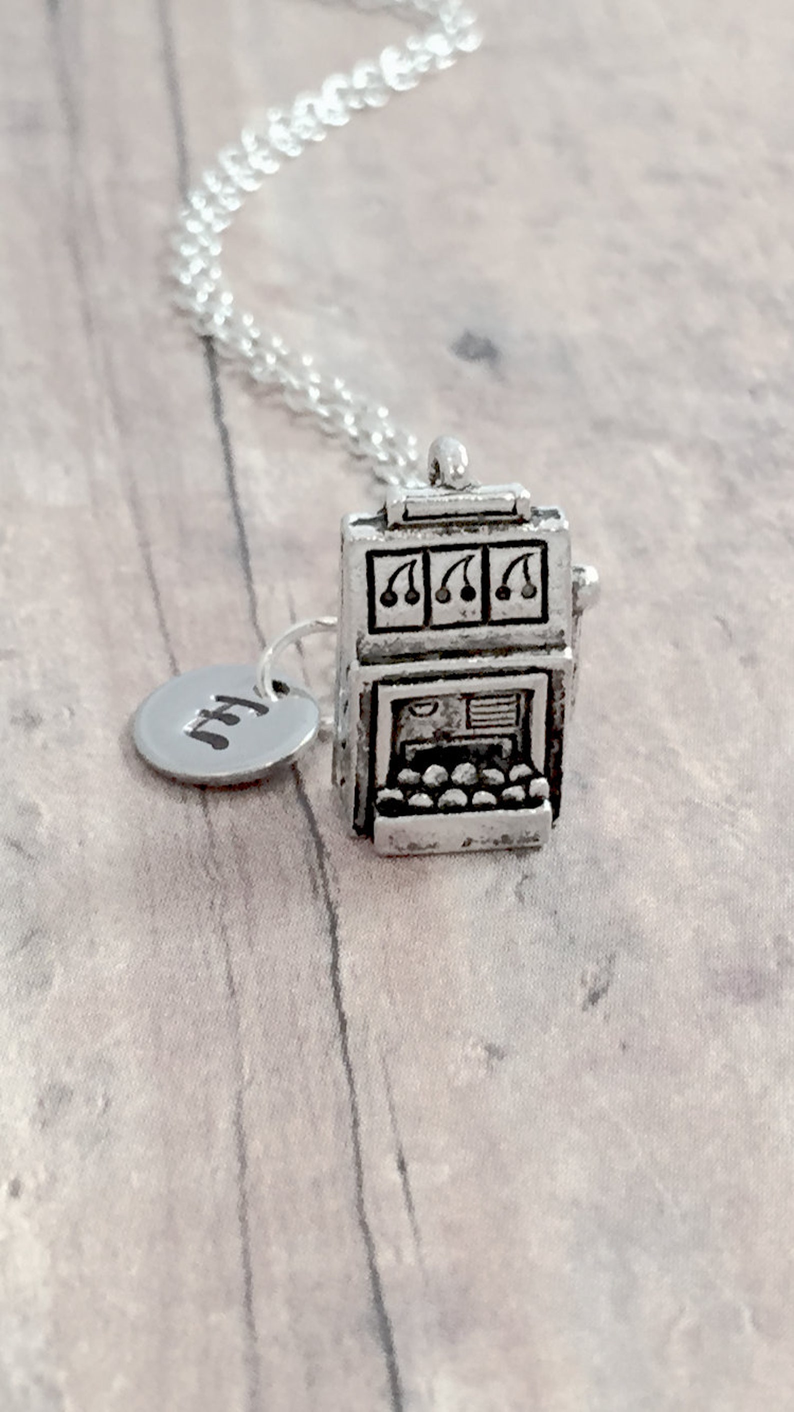 Slot Machine Initial Necklace Slot Machine Jewelry Casino - Etsy