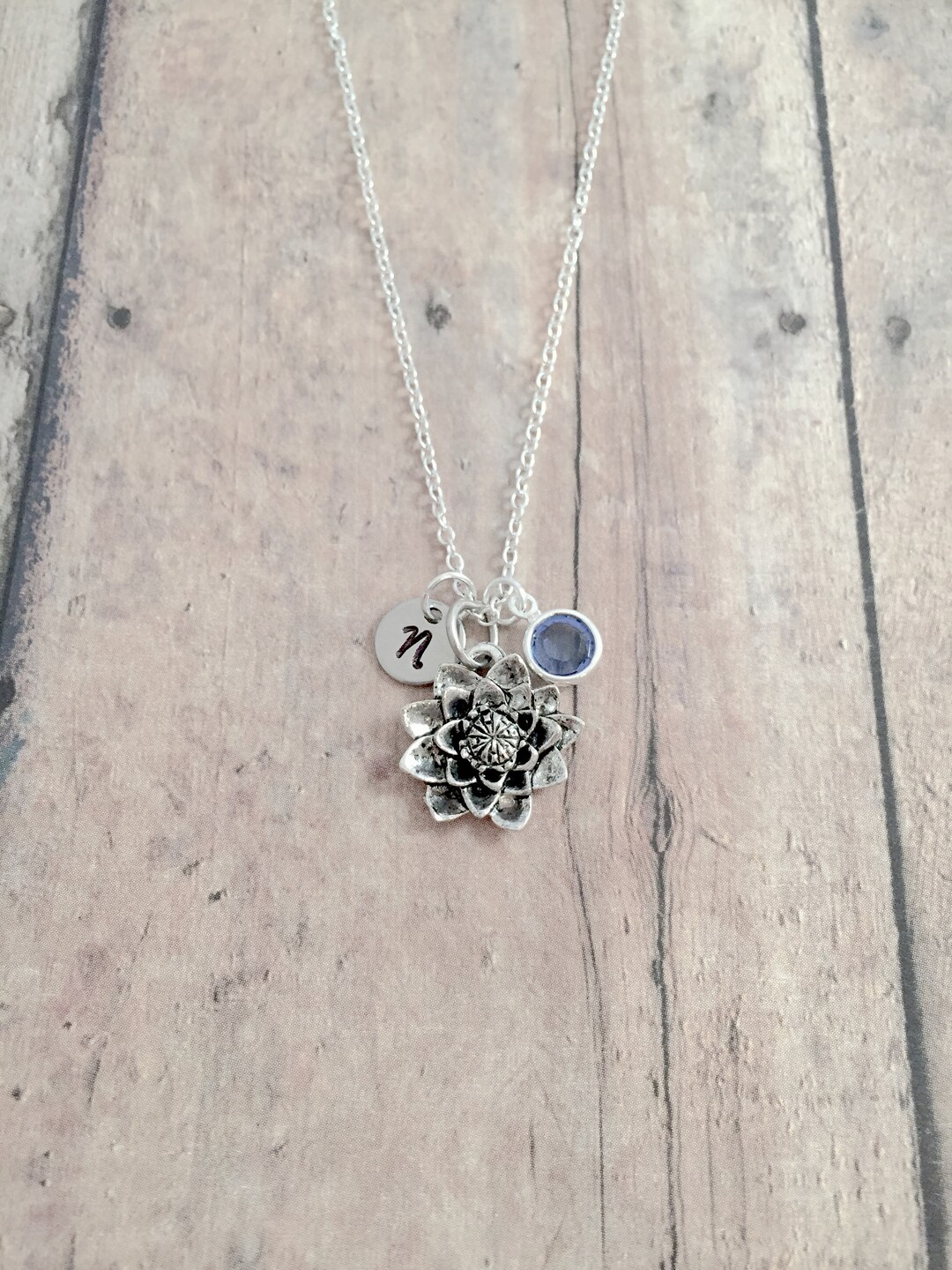 Water Lily Initial Necklace: Flower Jewelry, Pond Necklace - Etsy
