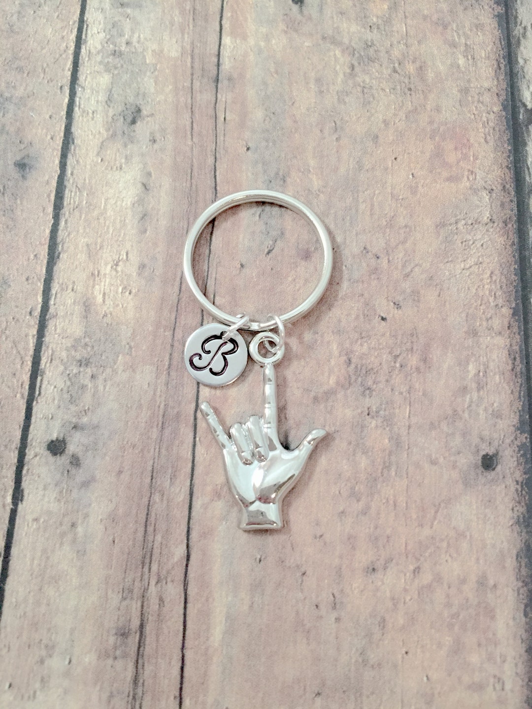 ASL 'I Love You' Initial Key Ring - ASL Keychain, Sign Language Key ...